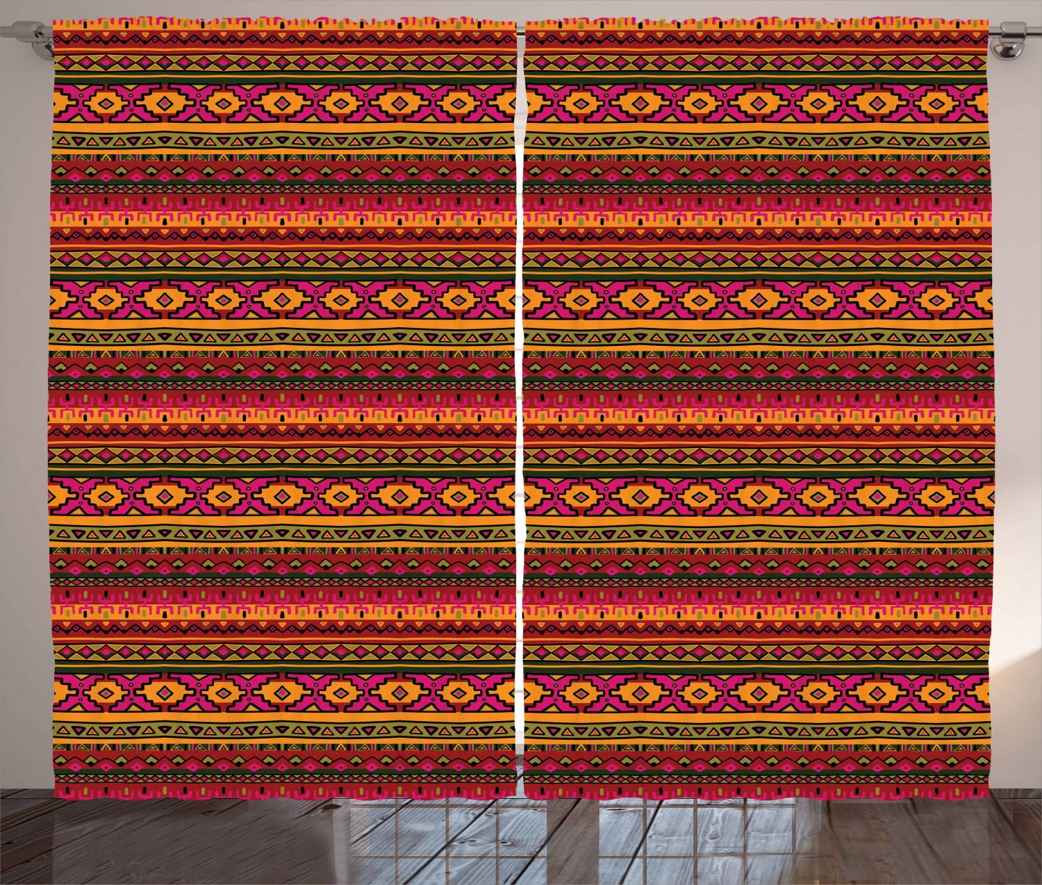 Aztec Curtains 2 Panels Set, Funky South American Style Vintage ...