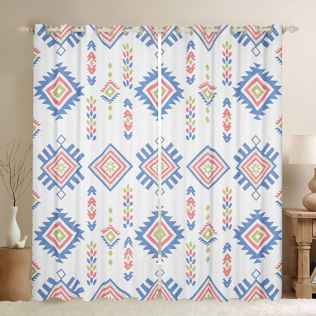 Aztec Curtains (52Wx84L),2 Panels Geometric 30%-50% Blackout Curtains ...