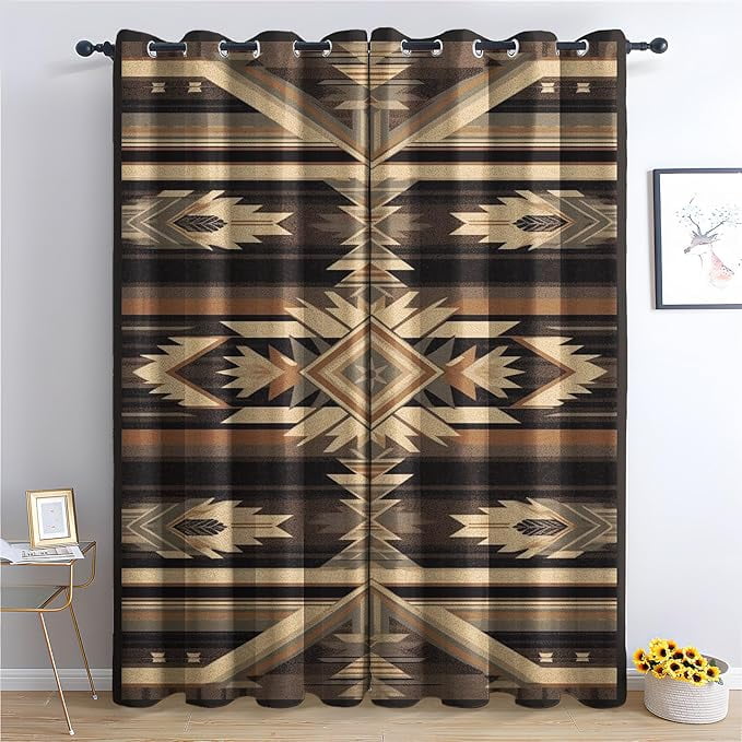 Aztec Curtains Blackout & Home Decor, Thermal Insulated Room Darkening ...