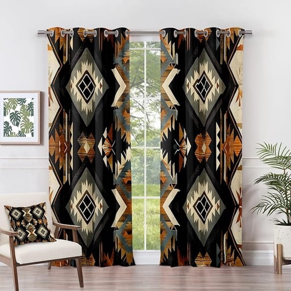 Aztec Curtains, Tribal Patterned Blackout Curtains For Living Room ...