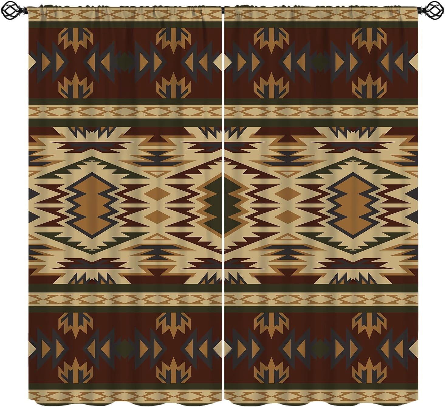 Aztec Curtains, Vintage Southwest Native America Aztec Pattern Window ...