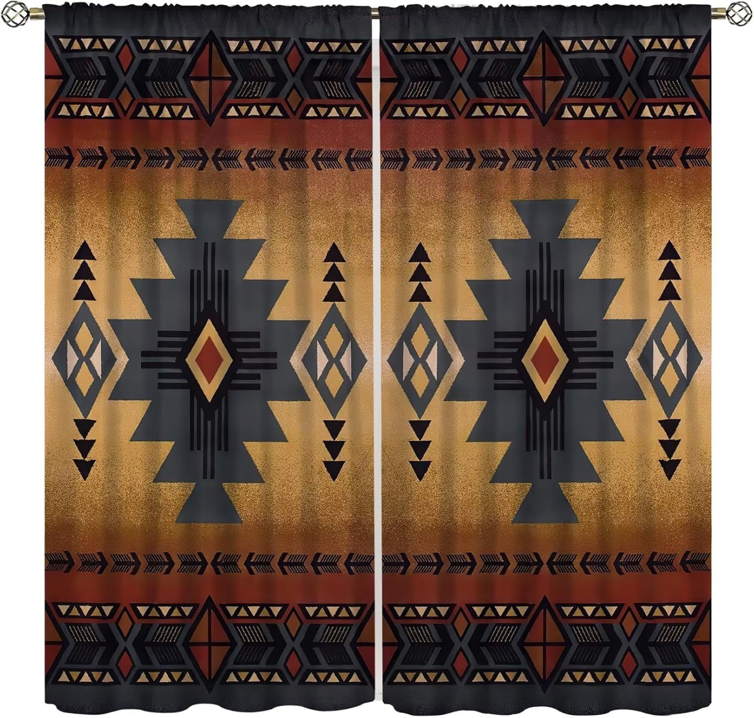 Aztec Curtains for Bedroom, Southwestern Ethnic Geometric Window ...