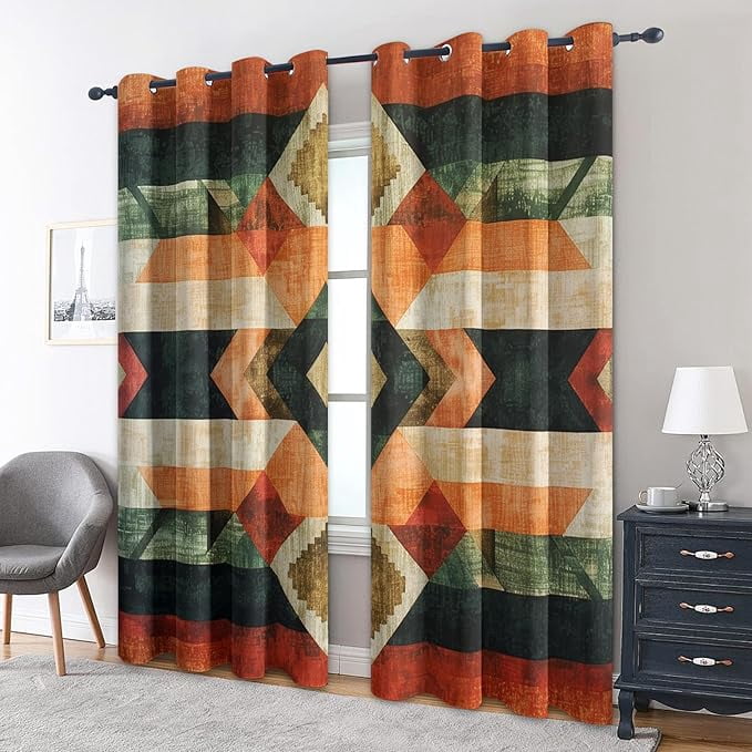 Aztec Curtains for Living Room, Southwest Pattern Design Blackout ...