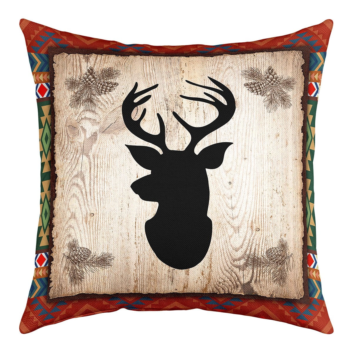 Aztec Deer Throw Pillow Cover 20x20 Inch Moose Elk Deer Hunting Theme ...