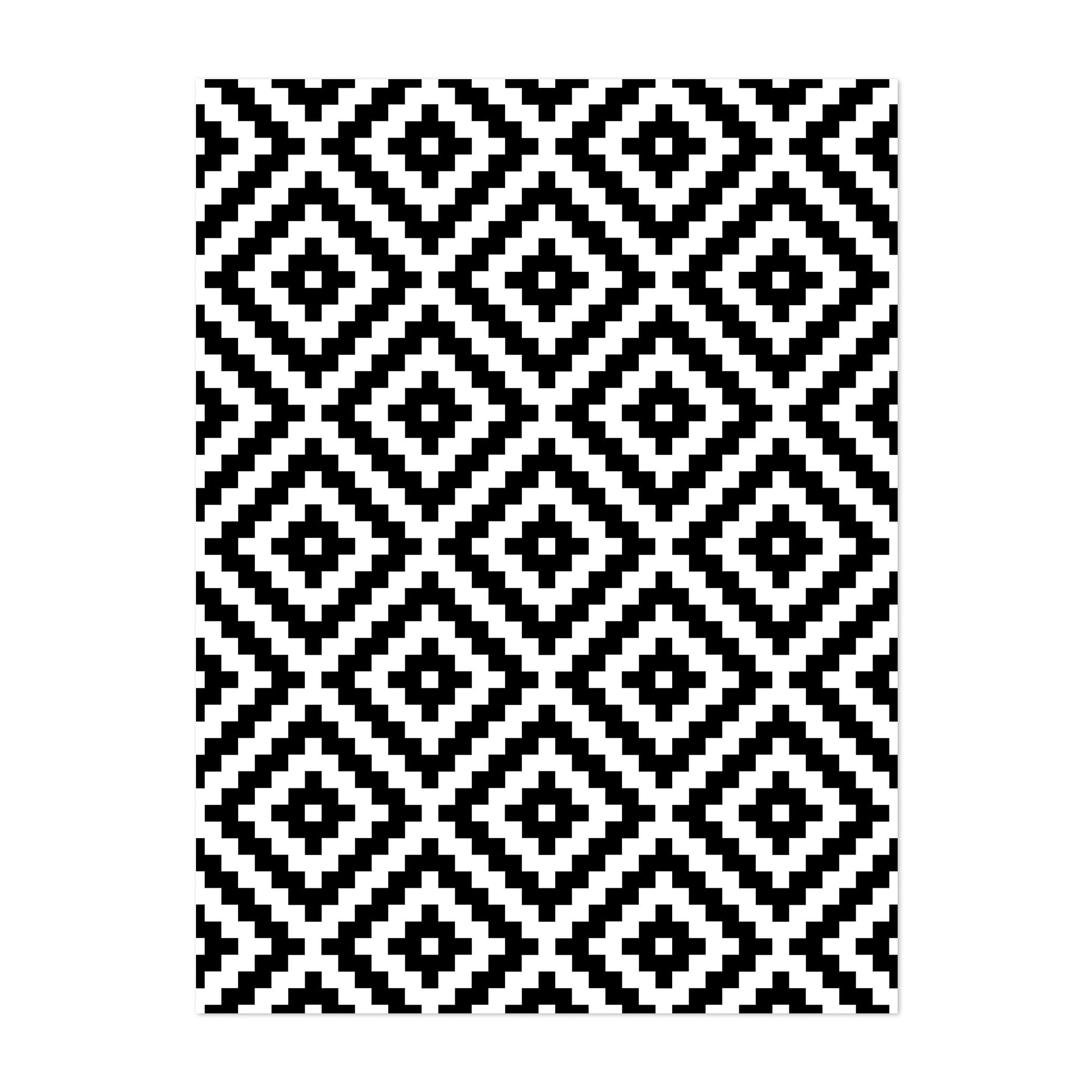 Aztec Diamond Shape Pattern Black+White - Digital Art Geometric Black ...