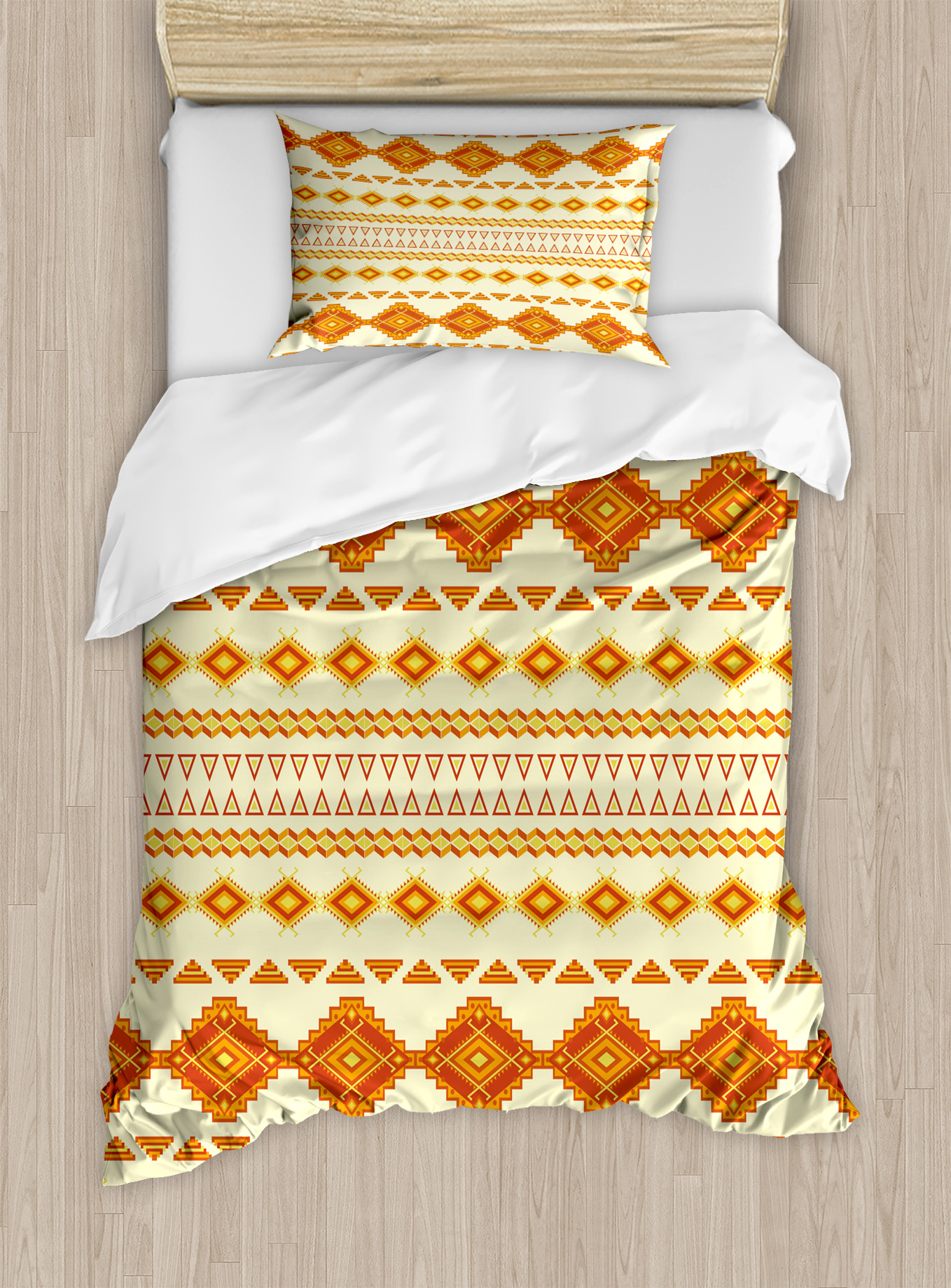 Aztec Duvet Cover Set, Old Pattern with Vintage Colors Mexican ...