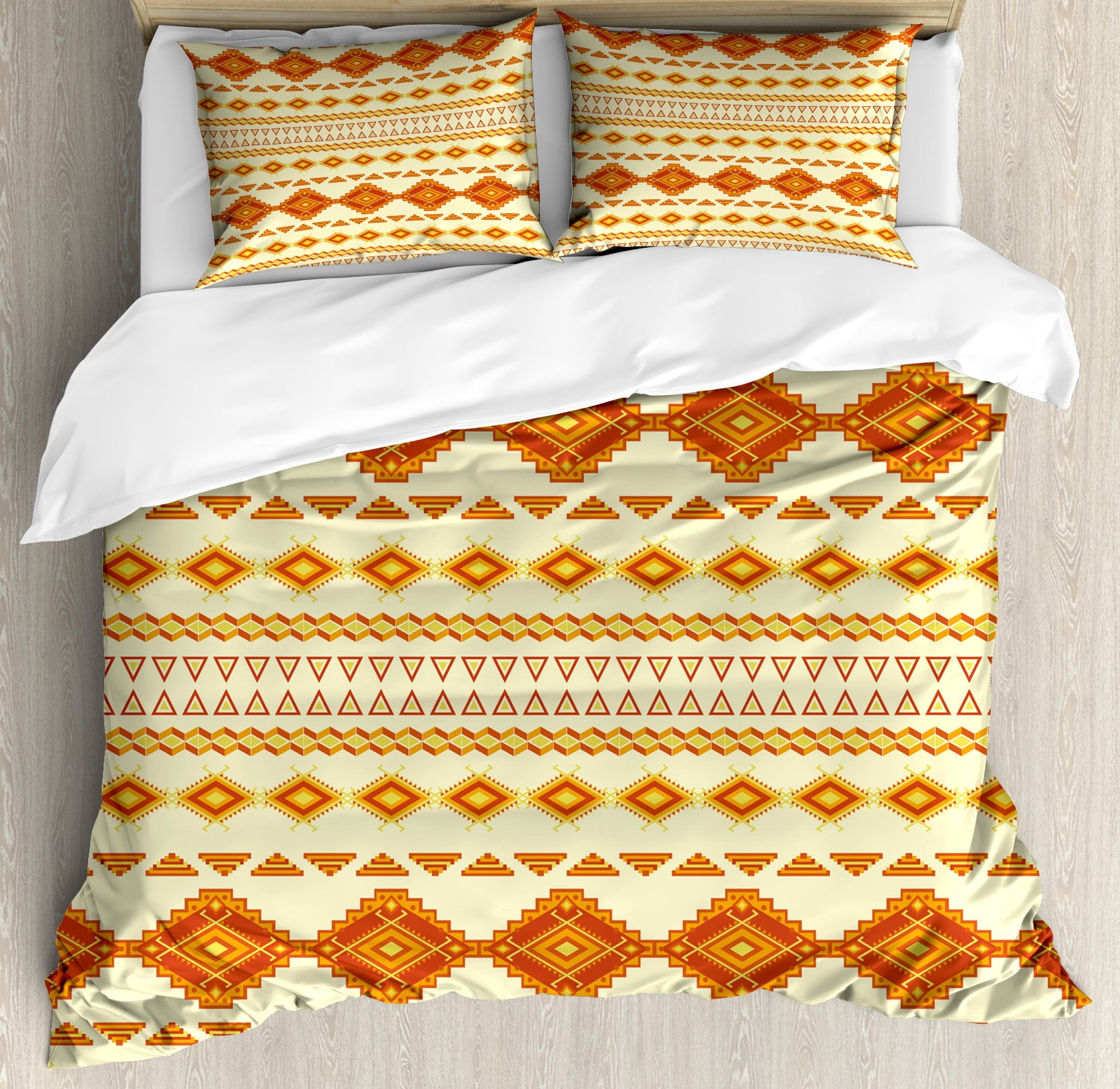 Aztec Duvet Cover Set, Old Pattern with Vintage Colors Mexican ...