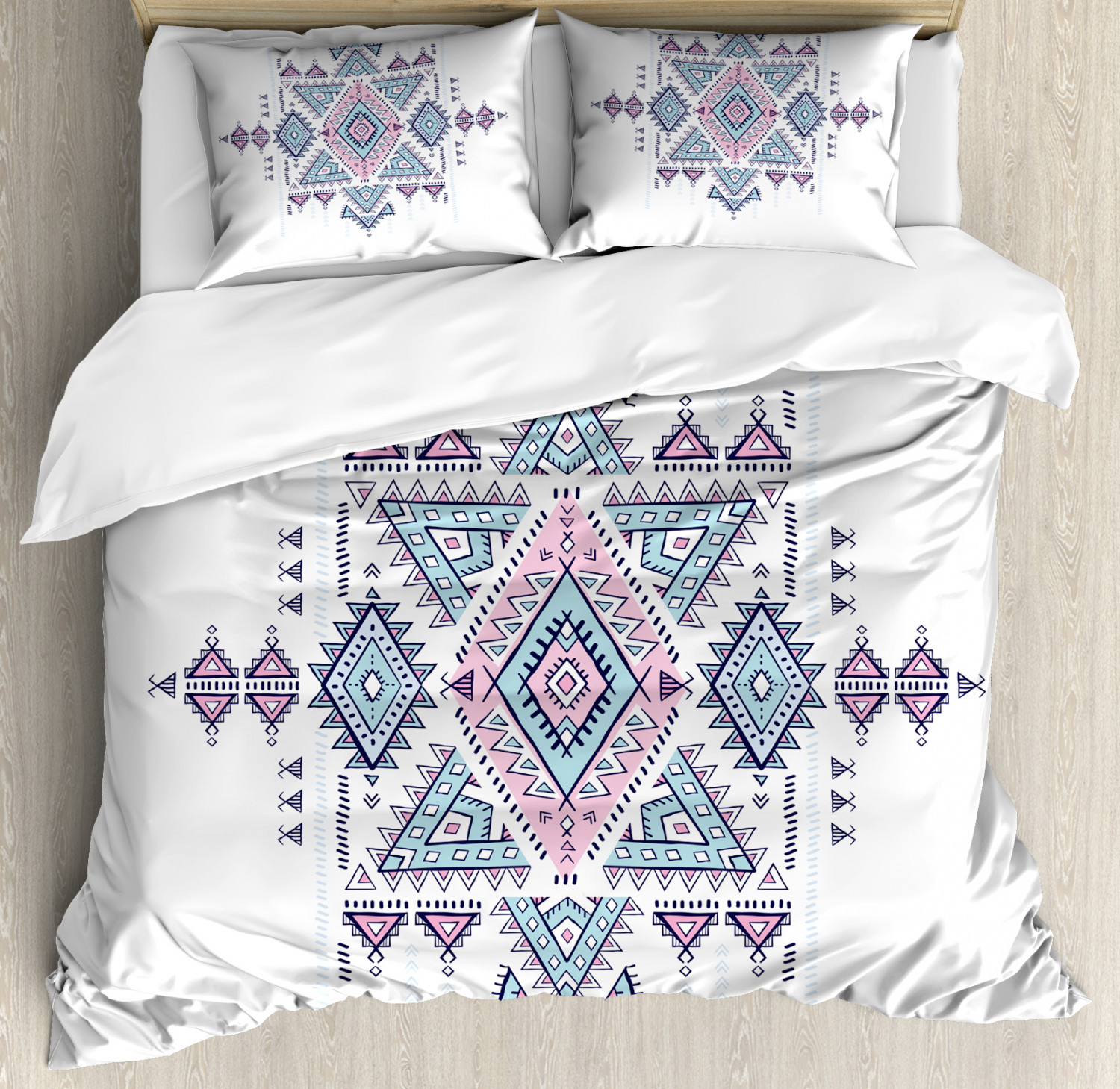 Aztec Duvet Cover Set Queen Size, Geometric Pattern Folk Style Tattoo ...