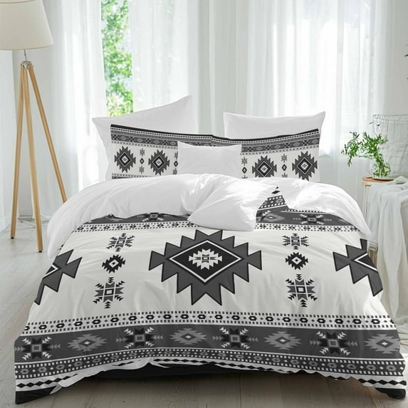 Aztec Duvet Cover Set Queen Size, Gray Southwest Wind Bohemian Country ...