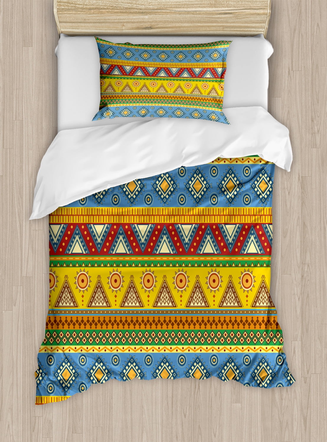 Aztec Duvet Cover Set Twin Size, Traditional Classic Tribal Style Folk ...