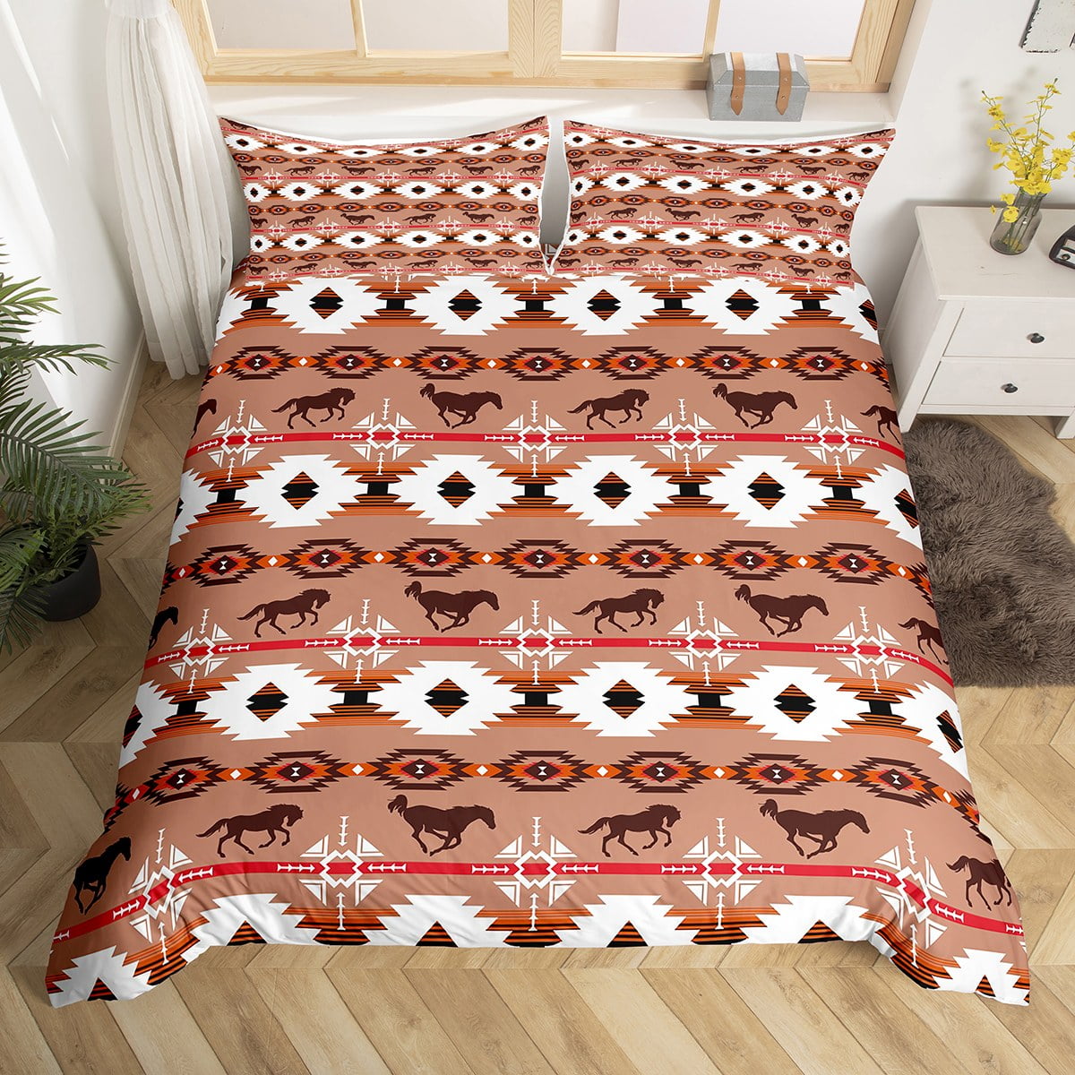 Aztec Duvet Cover Western Bedding Sets King African Tribal Horse ...