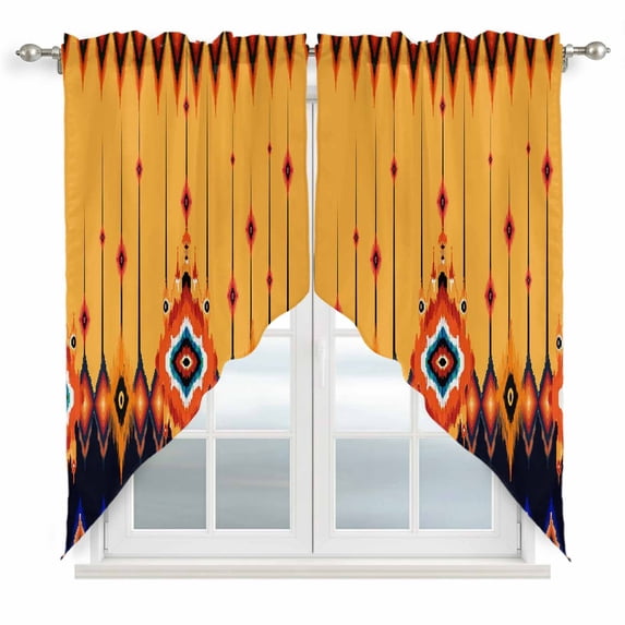 Aztec Ethnic Style Swag Curtain Valance for Window 2 Panels Orange ...