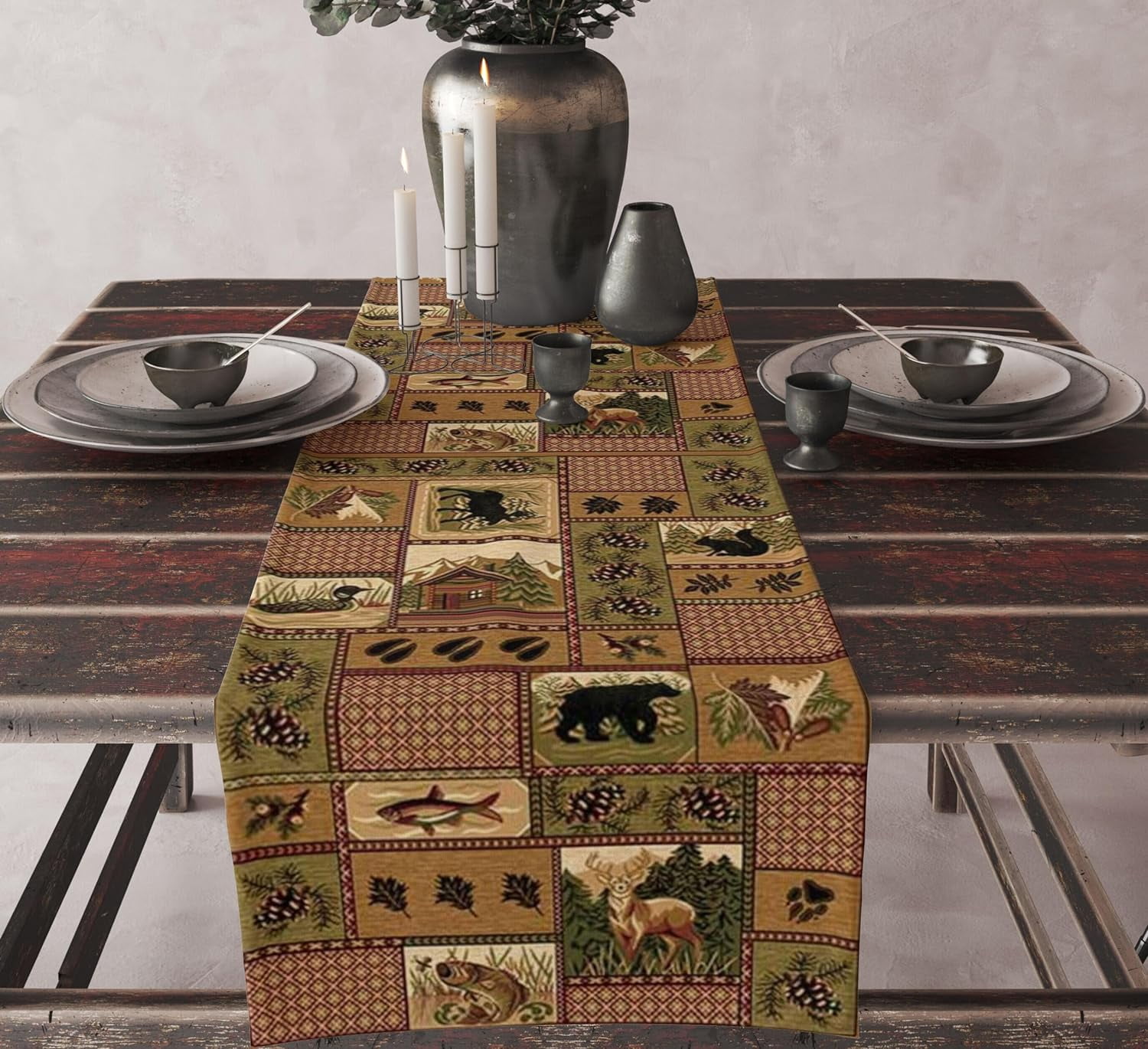 Aztec Ethnic Tribal Style Linen Table Runner Boho Print Abstract ...