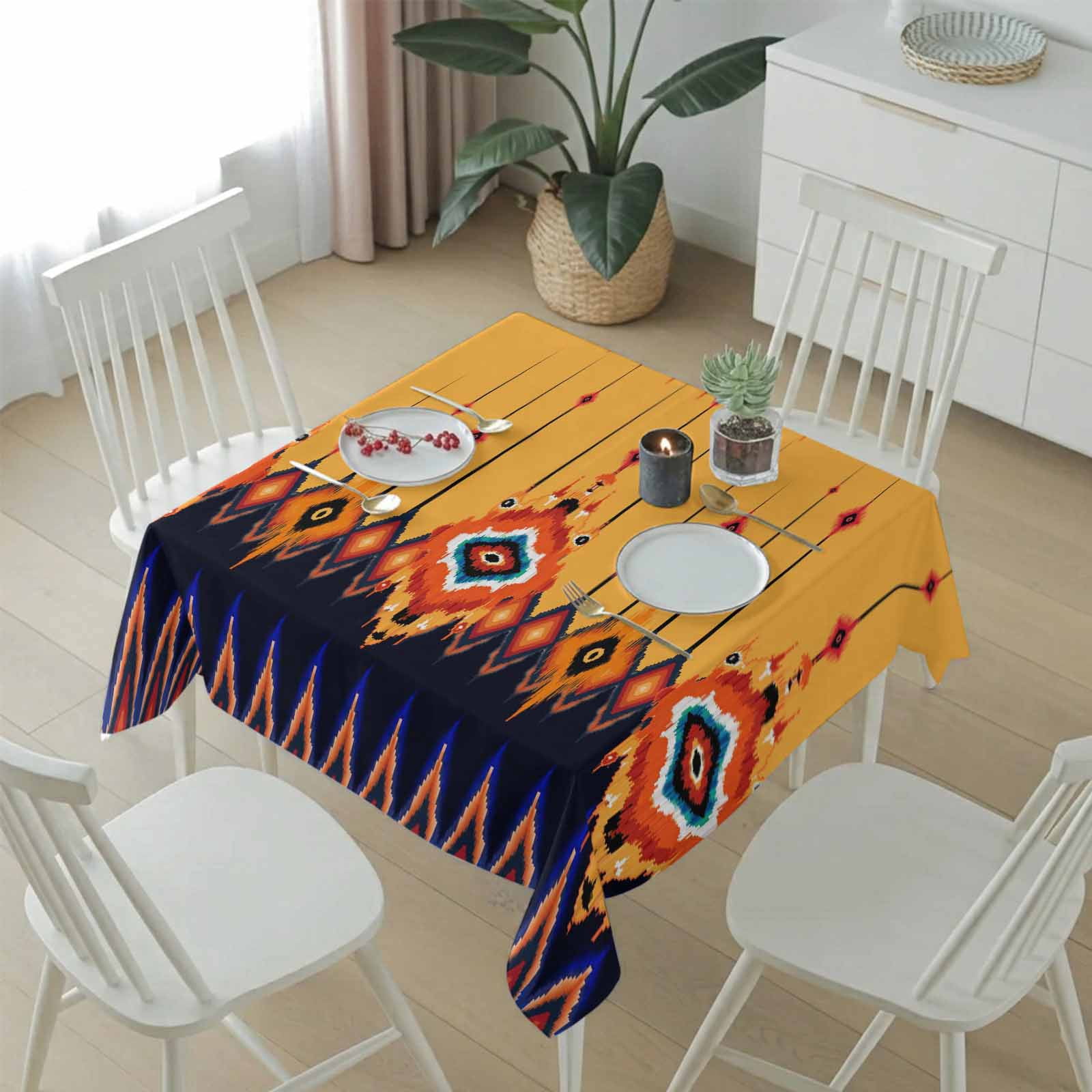 Aztec Ethnic Tribal Texture Art Table Cloth 60x60in, Waterproof Square ...