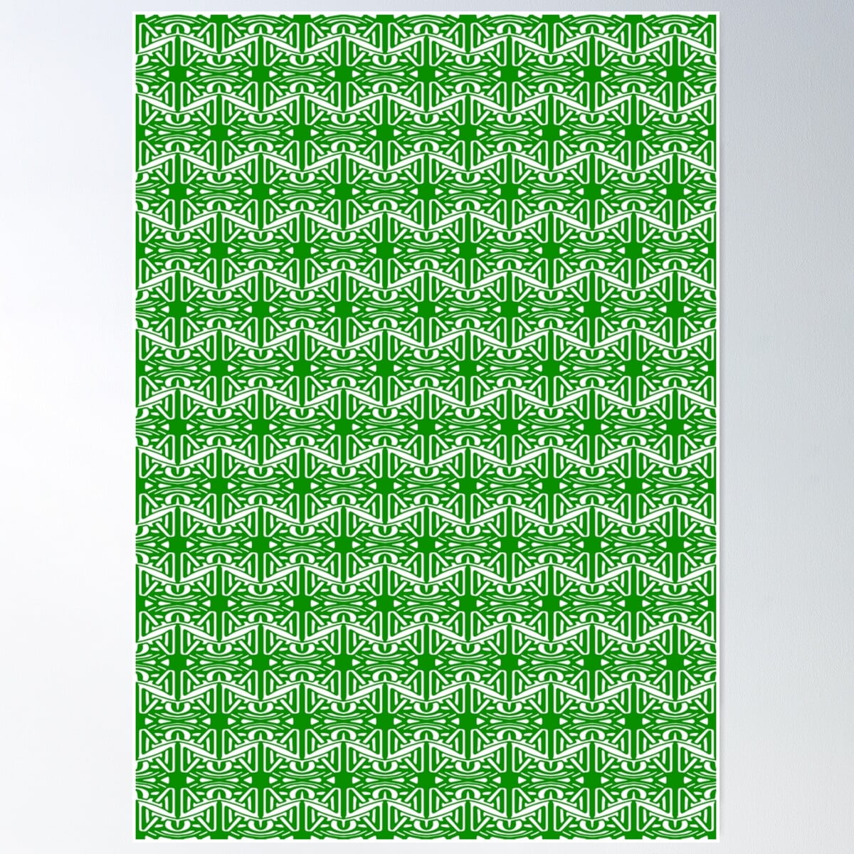Aztec Eye Style Pattern. Green And White Poster Wall Art, Modern Wall ...