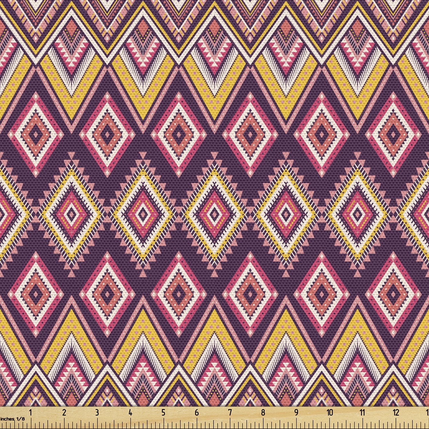 Ambesonne Aztec Fabric by the Yard Upholstery, Native Pattern Rhombus ...