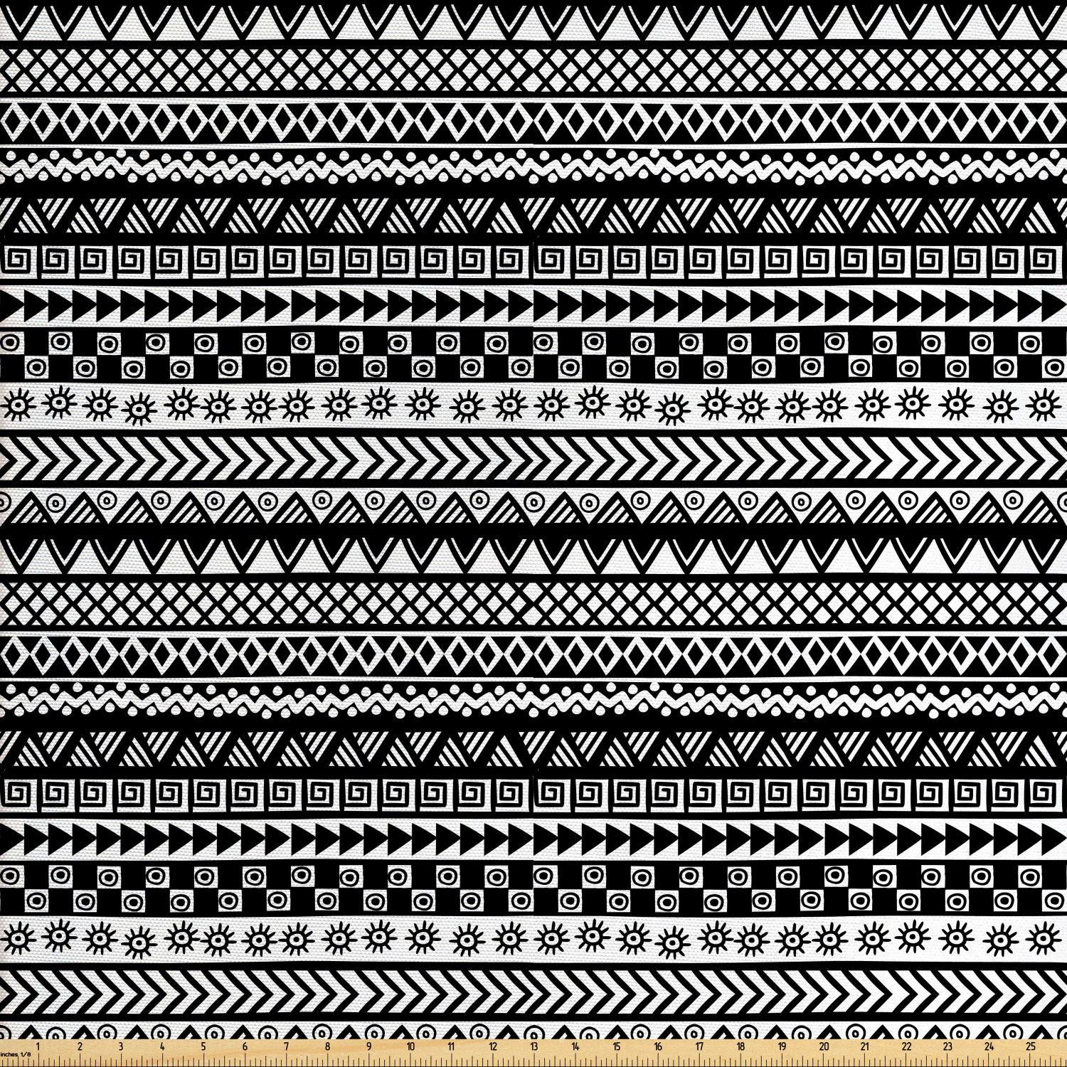 Ambesonne Aztec Fabric by the Yard Upholstery, Monochrome Geometrical ...