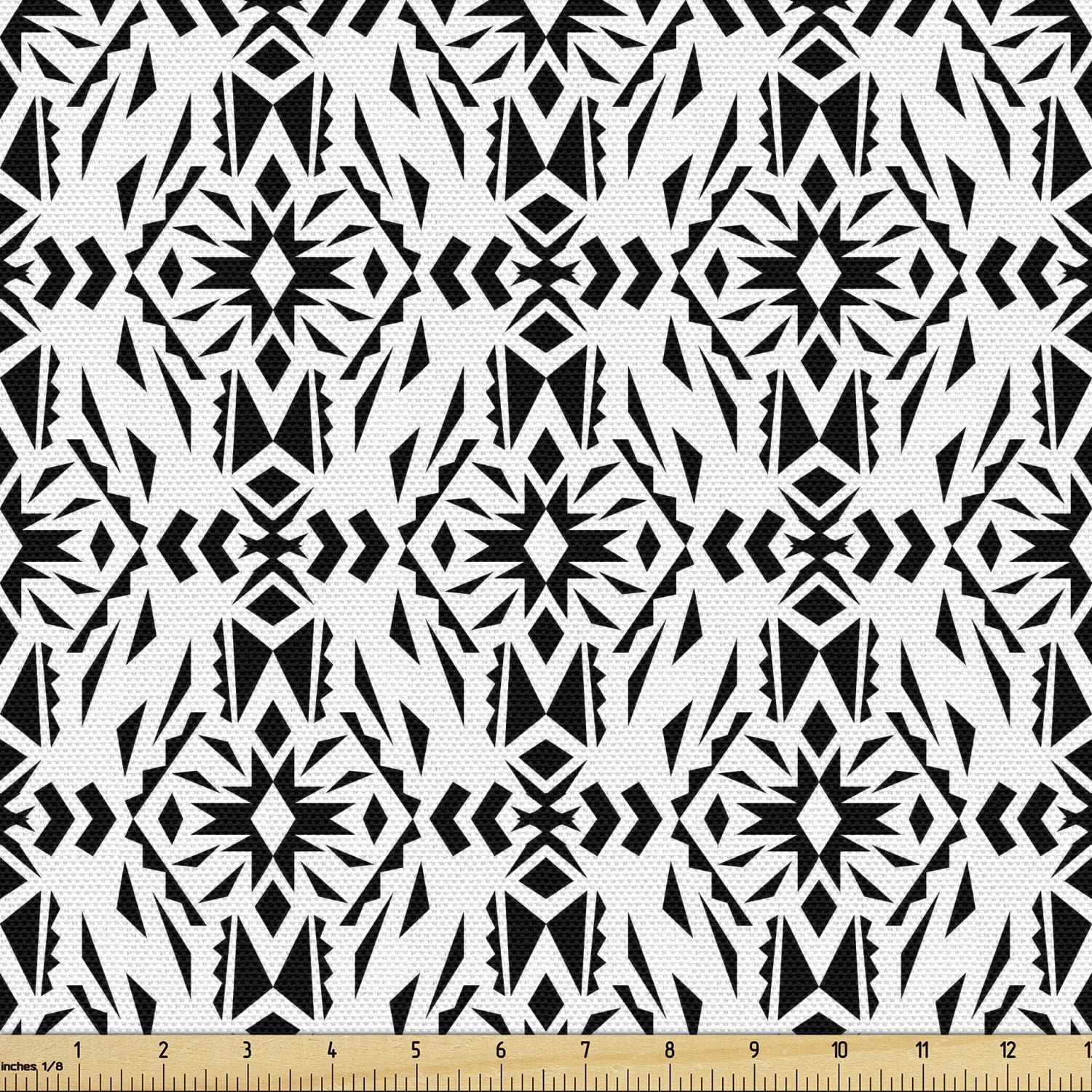 Aztec Fabric by the Yard, Monochrome Print of Kingdom Rhythmic Art ...