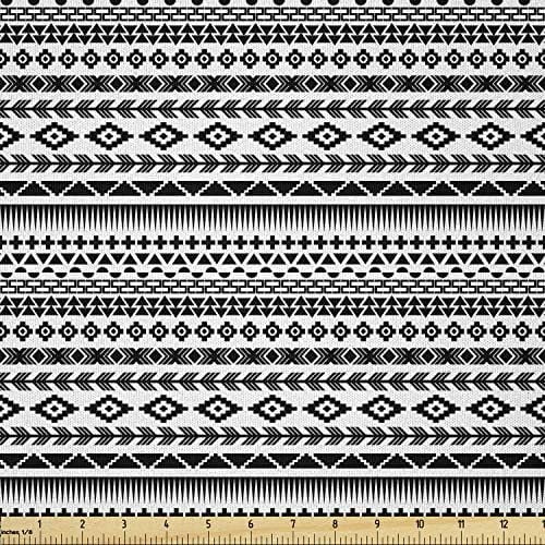 Aztec Fabric by The Yard, Monochrome Triangle Patterns Folkloric ...
