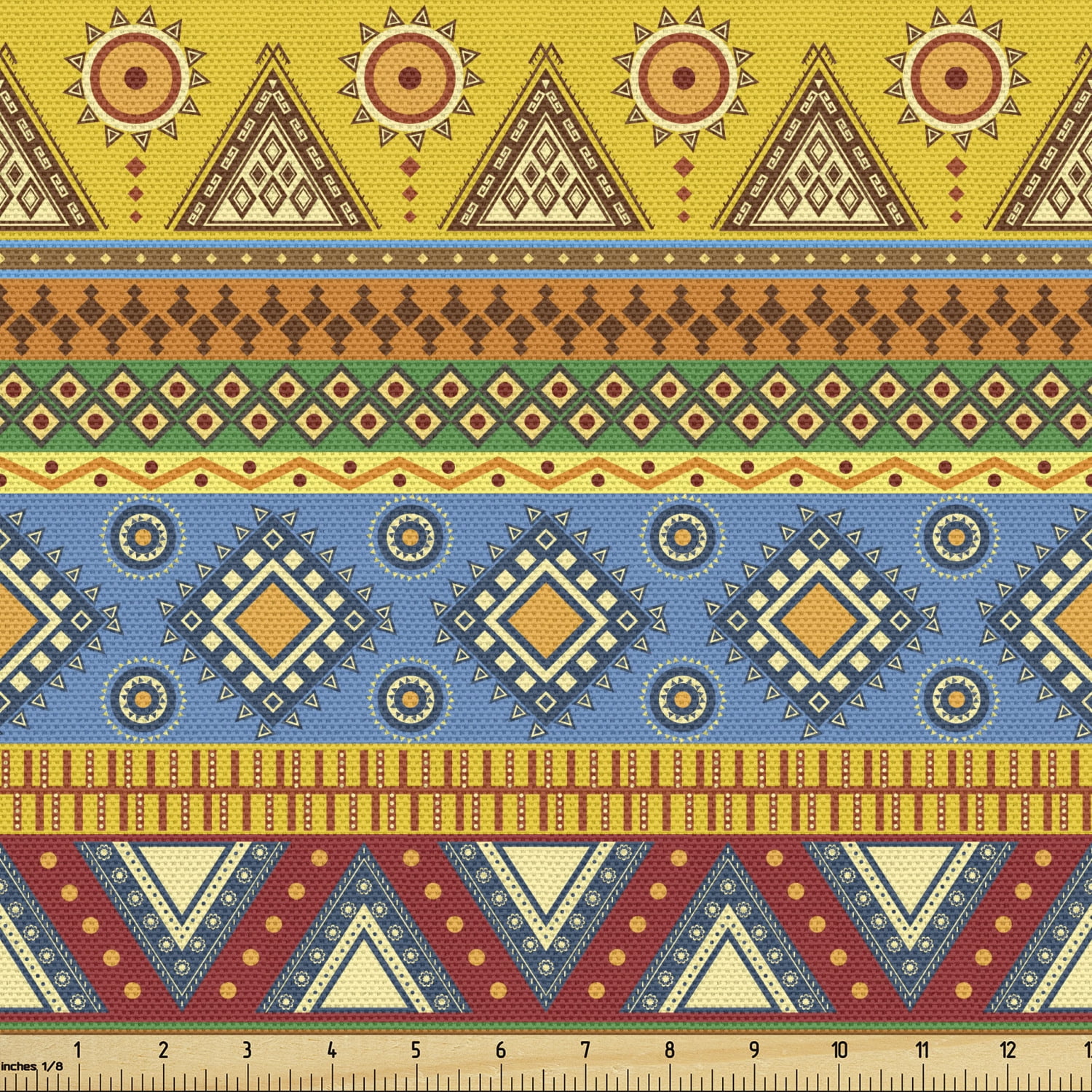 Ambesonne Aztec Fabric by the Yard Upholstery, Folk Motif Mexican Sun ...