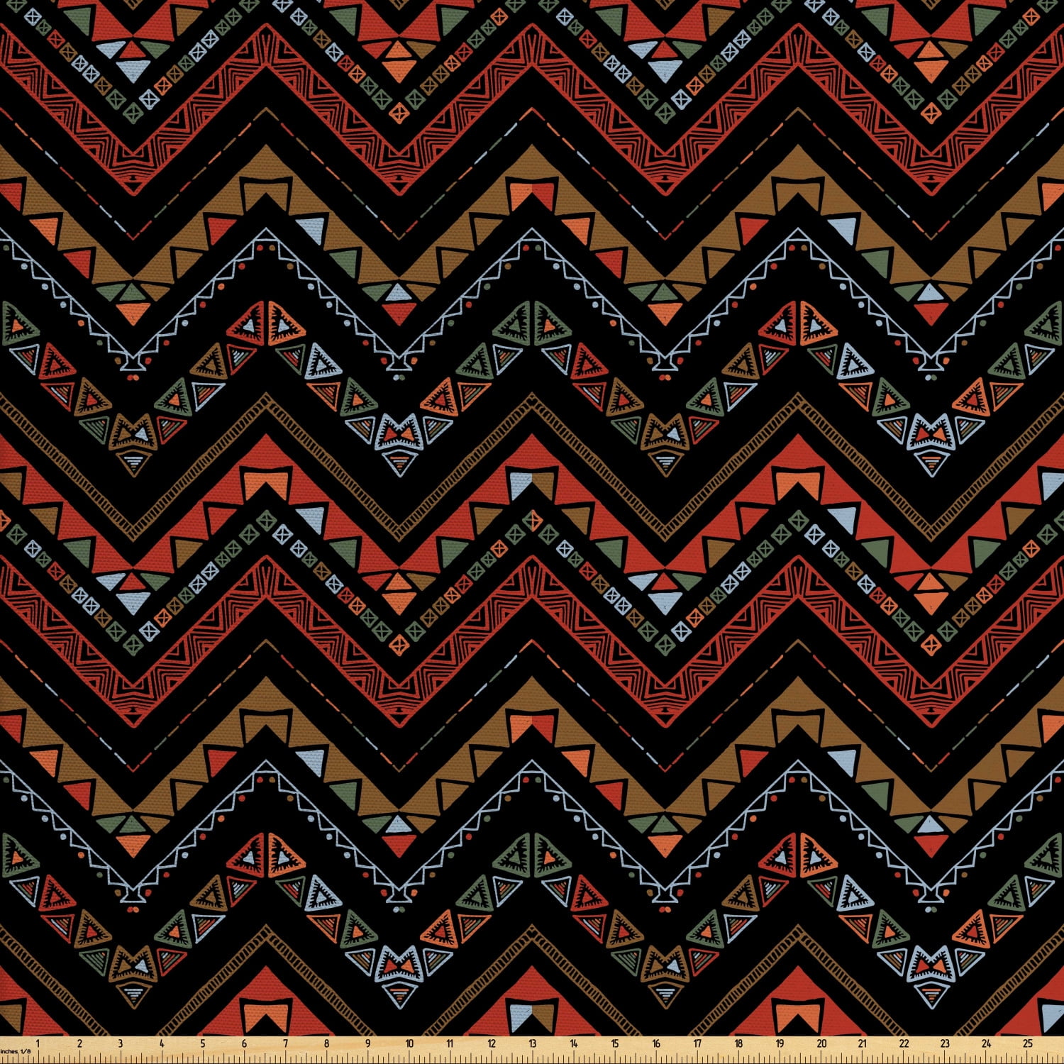 Ambesonne Aztec Fabric by the Yard Upholstery, Ethnical Zigzag Chevron ...