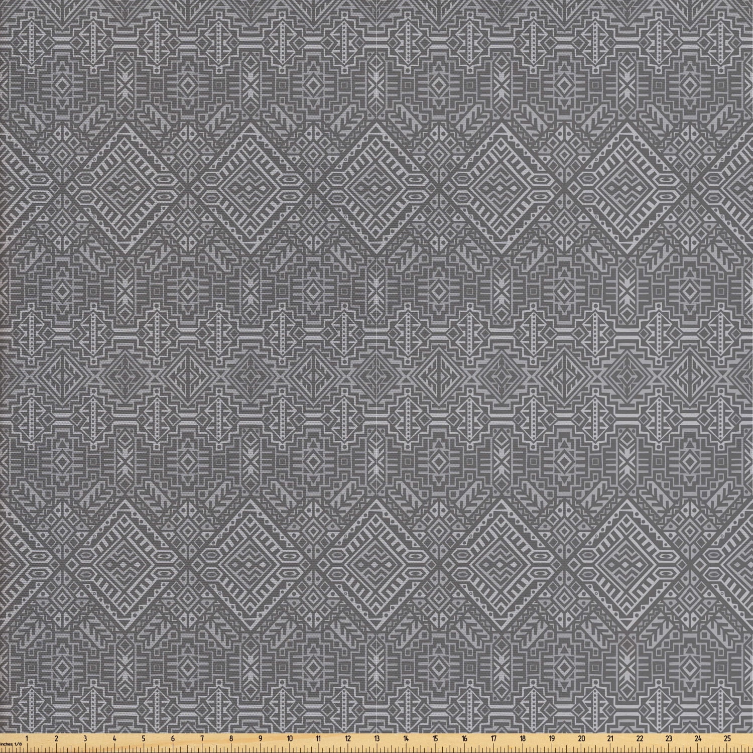 Ambesonne Aztec Fabric by the Yard Upholstery, Symmetric Greyscale ...