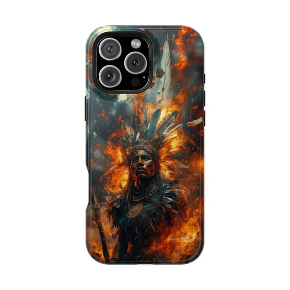 Aztec Fiery Warrior Inferno Tribal Ancient Mythic Abstract Art Phone ...