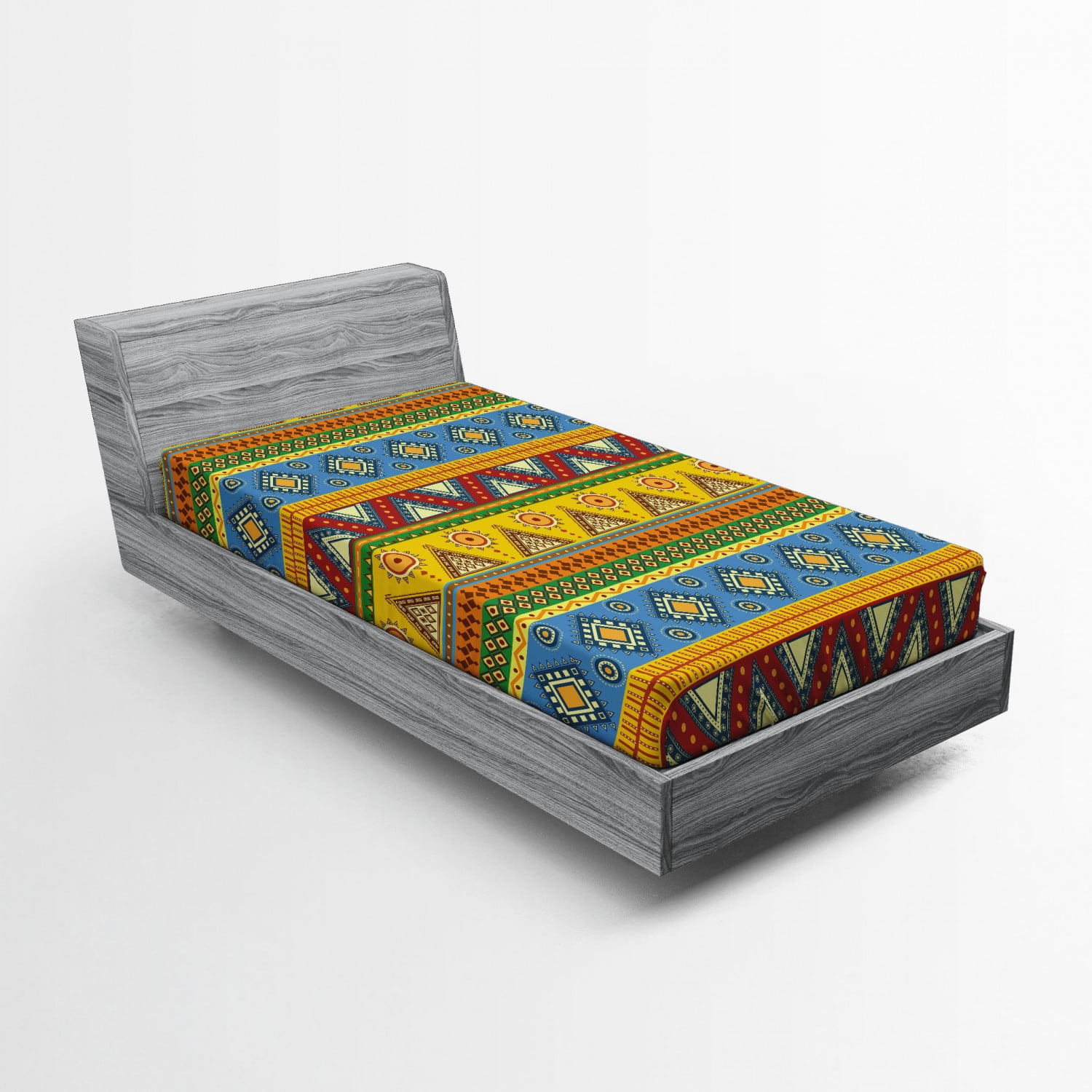 Ambesonne Aztec Fitted Sheet, Folk Motif Mexican Sun, Twin Size ...