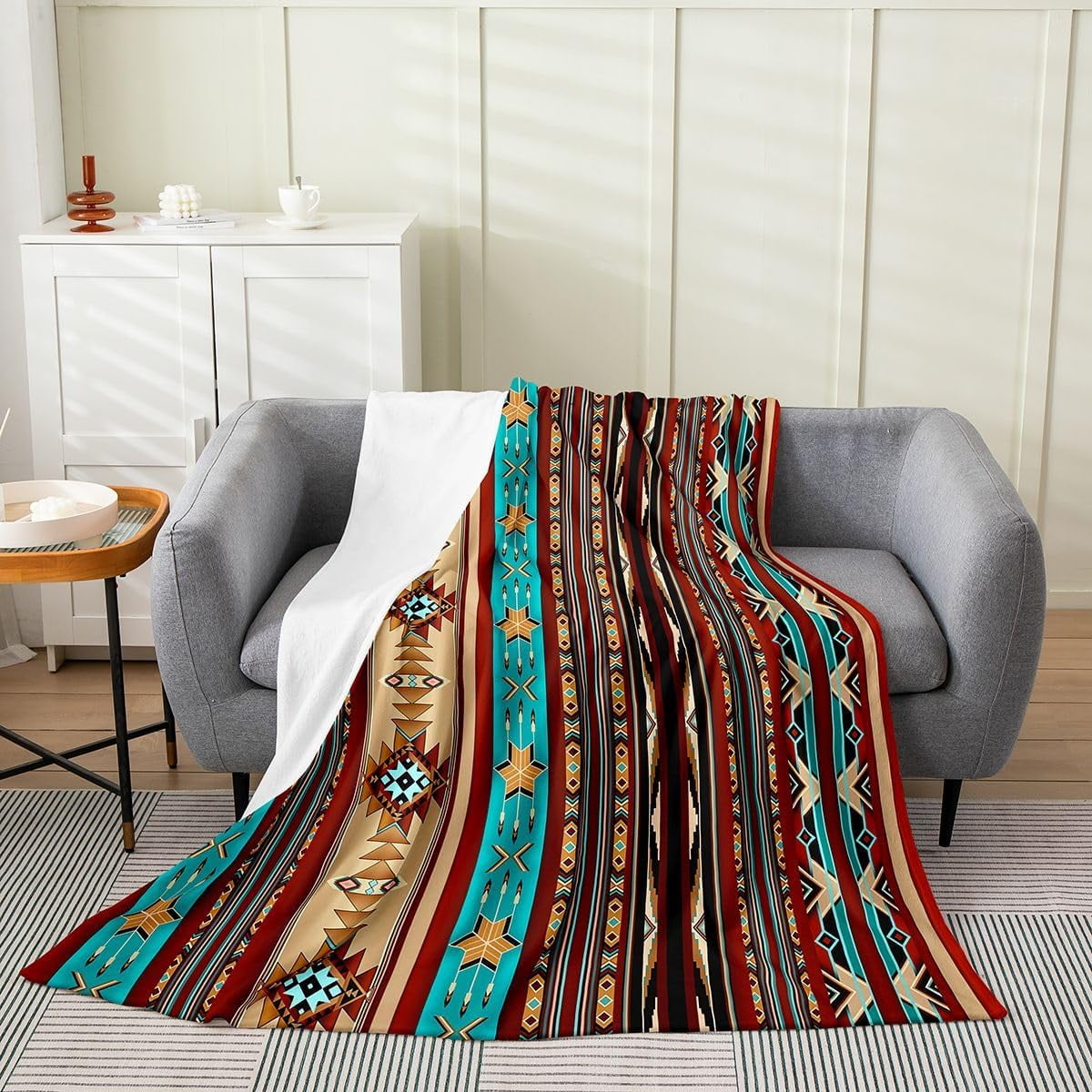 Aztec Flannel Fleece Blanket Twin Size, Ethnic Tribal Arrow Western ...