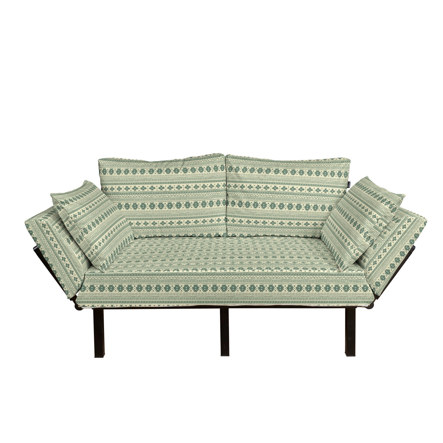 Aztec Futon Couch, Vertical Borders with National Motifs Tribal Culture ...
