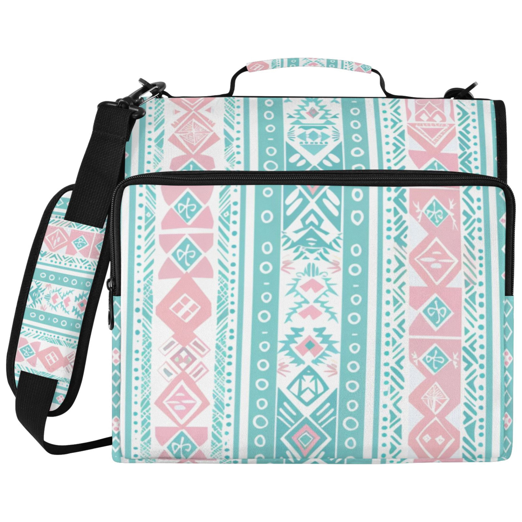 Aztec Geometric Abstract Pattern 3 Ring Binder Bag Zipper Binder ...