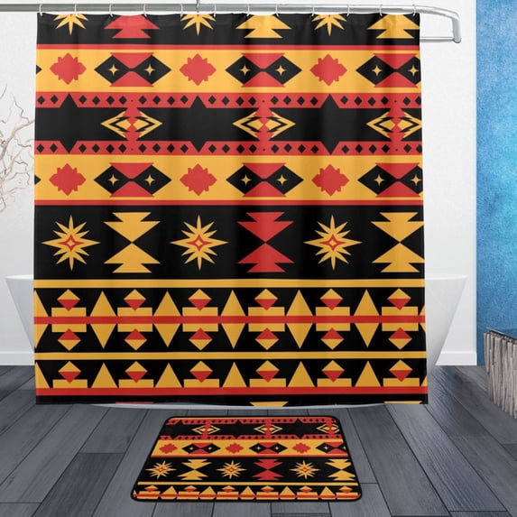 Aztec Geometric Abstract Pattern Bathroom Accessory Sets Waterproof ...
