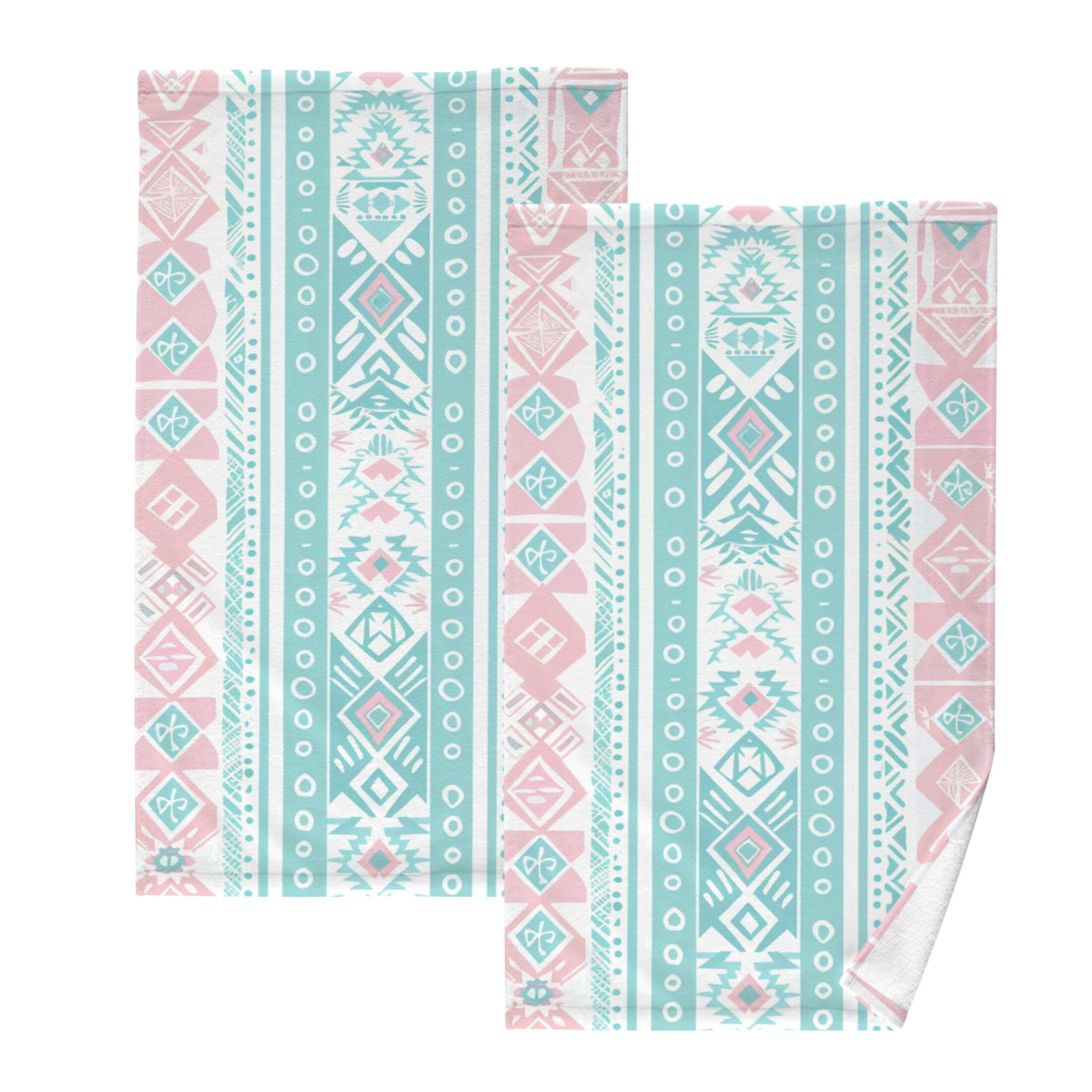 Aztec Geometric Abstract Pattern Cotton Towel Set Face Hand Towels 2 ...