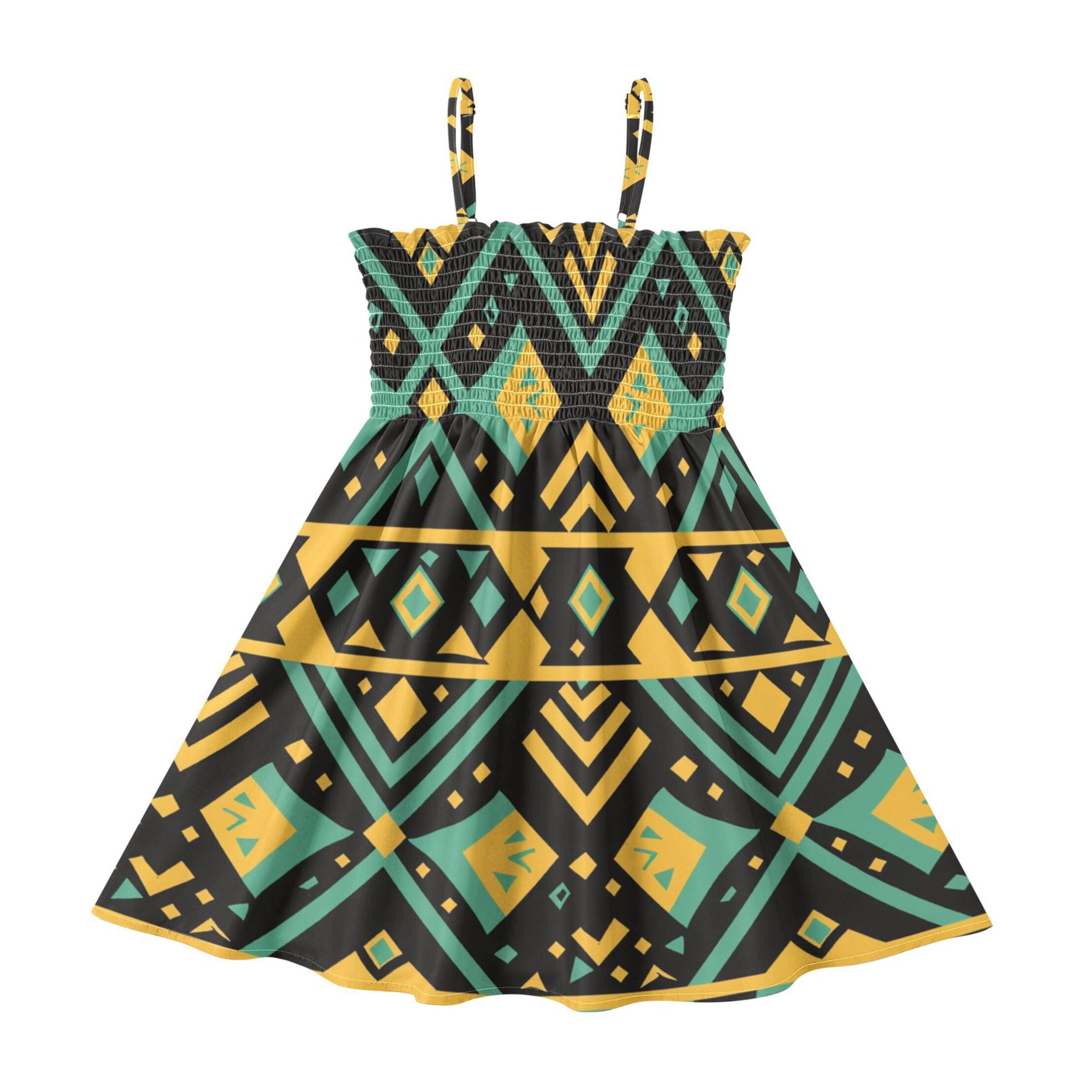 Aztec Geometric Abstract Pattern Girls' Casual Dresses 2Y-8Y Sleeveless ...