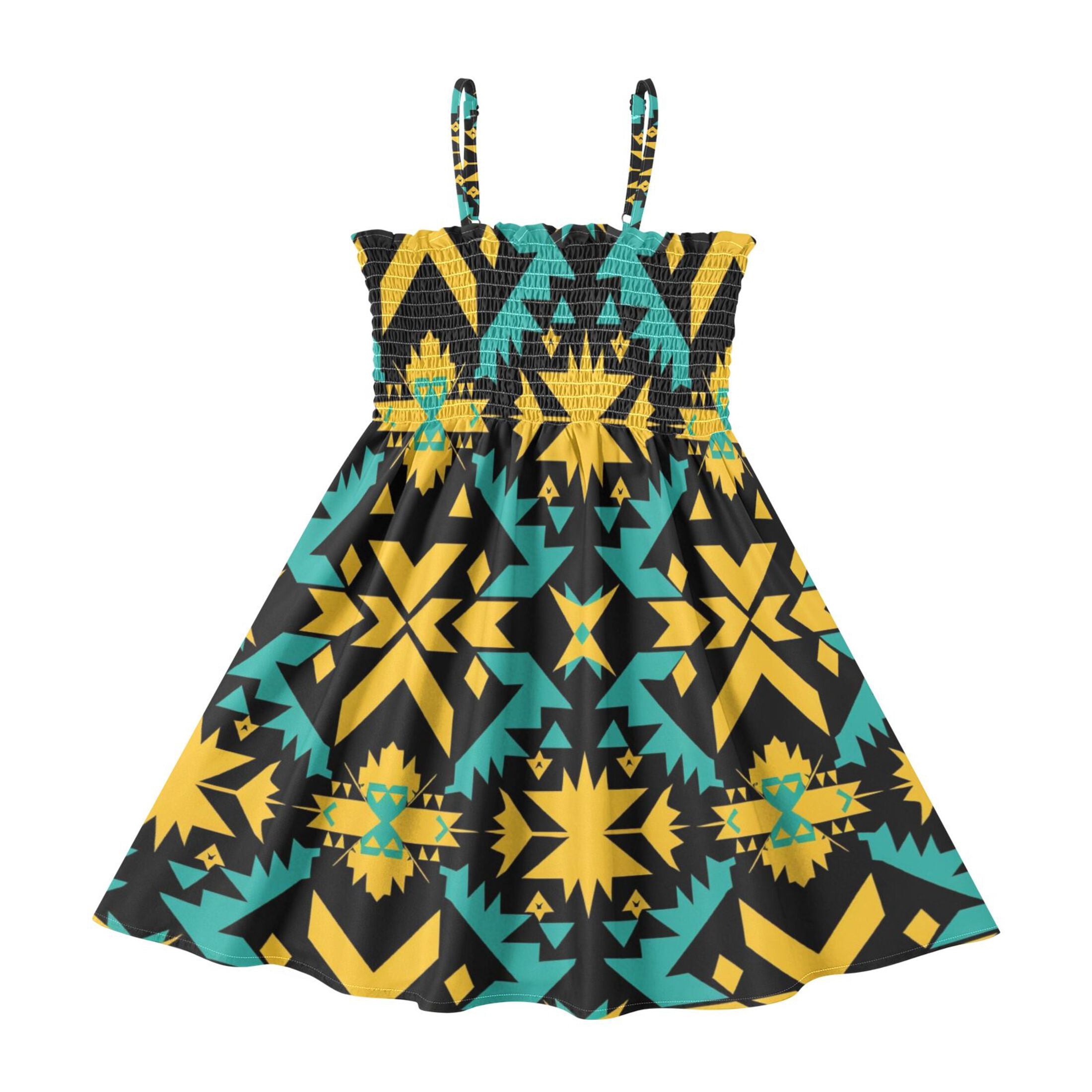 Aztec Geometric Abstract Pattern Girls' Casual Dresses 2Y-8Y Sleeveless ...