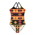Aztec Geometric Abstract Pattern Girls' One-Piece Swimwear 3T-10T Soft ...
