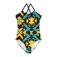Aztec Geometric Abstract Pattern Girls' One-Piece Swimwear 3T-10T Soft ...