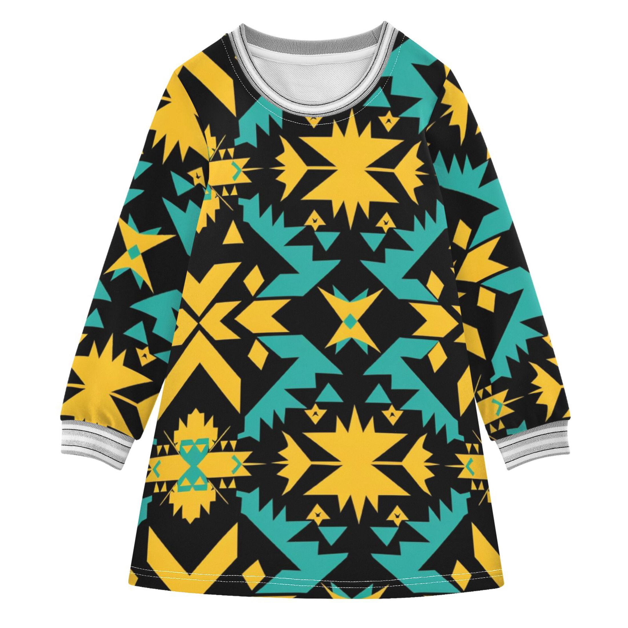 Aztec Geometric Abstract Pattern Girls'long-sleeved dress Thickened A ...