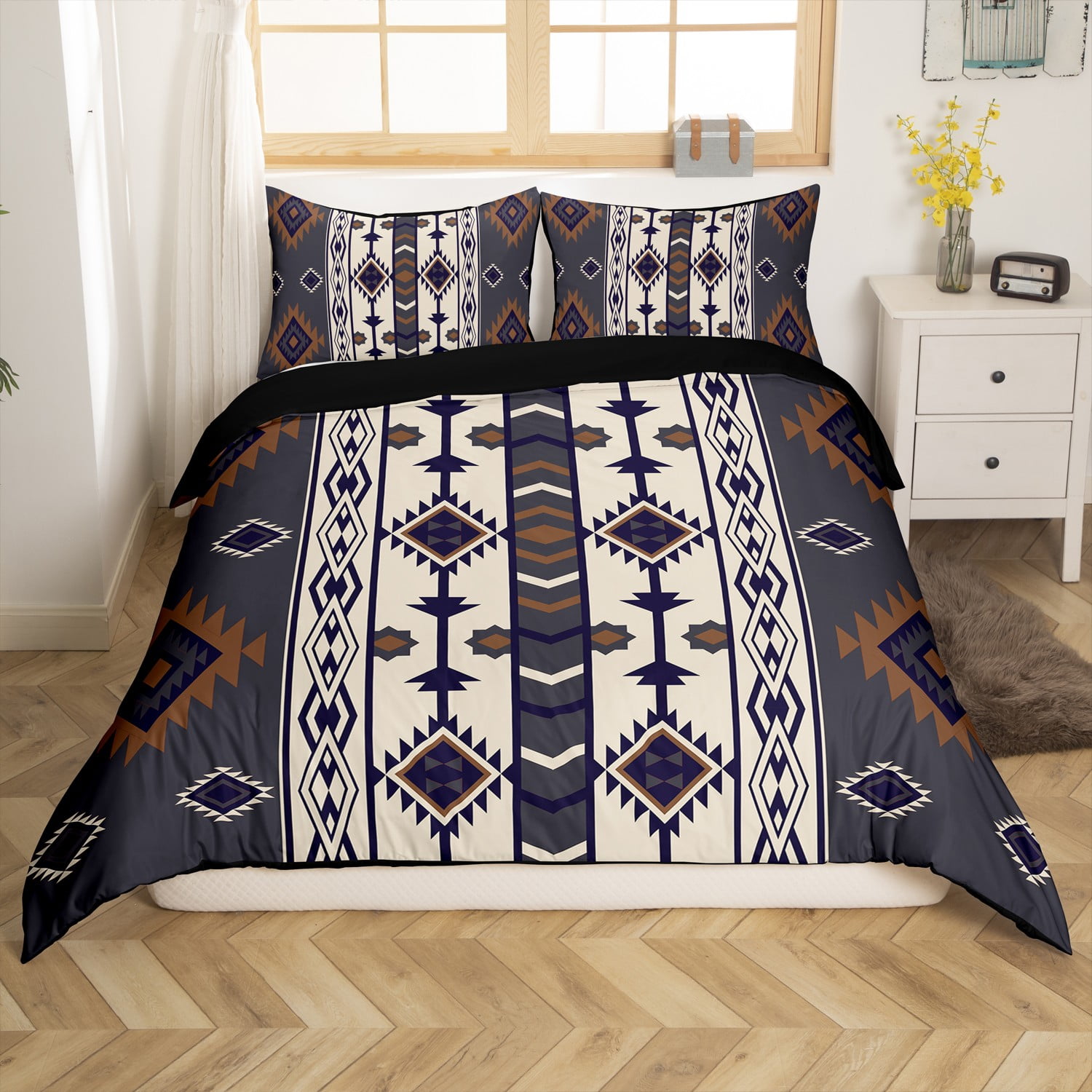 Aztec Geometric Comforter Cover Full,Vintage Western Boho Bedding Set ...