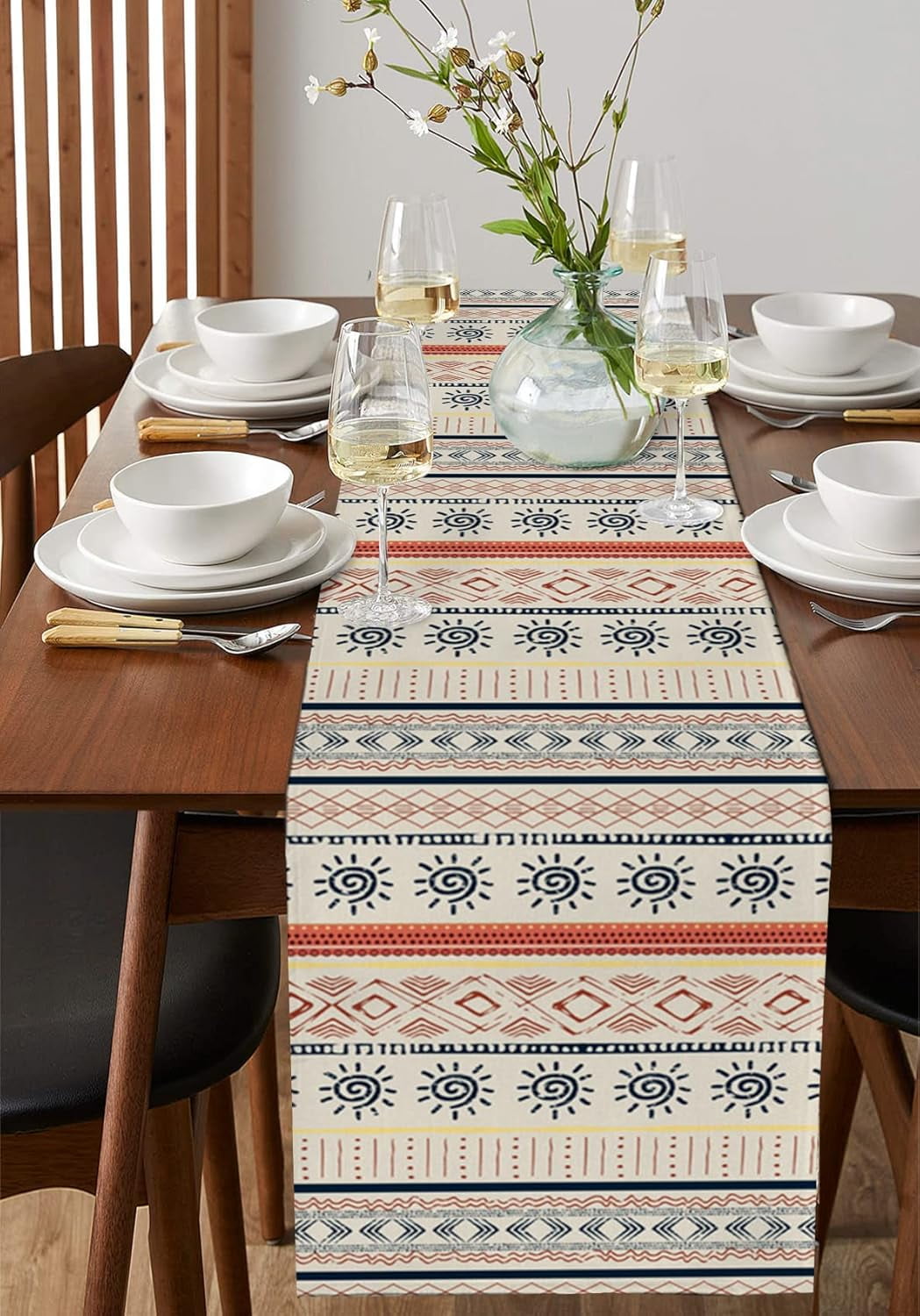 Aztec Geometric Linen Table Runners Dresser Scarf r Reusable Dining ...