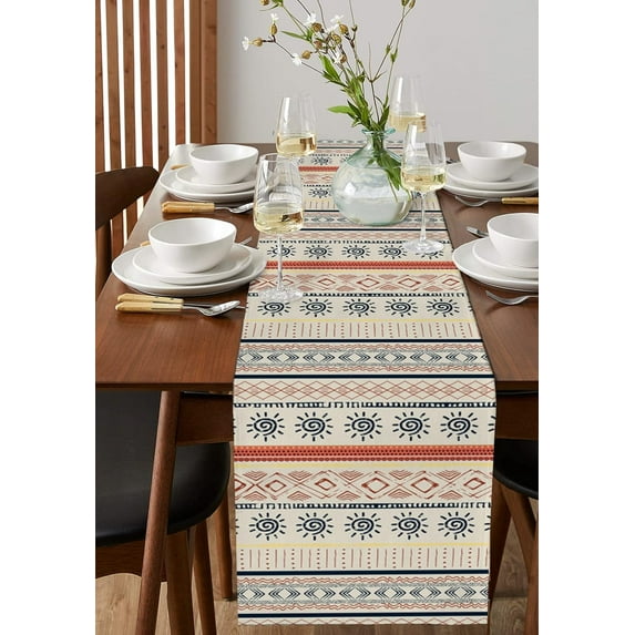 Aztec Geometric Linen Table Runners Dresser Scarf r Reusable Dining ...