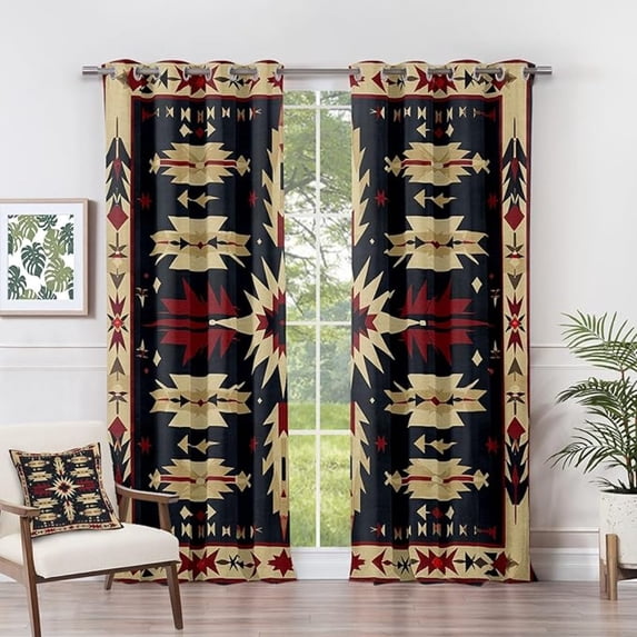 Aztec Geometric Patterned Blackout Curtains For Living Room Bedroom ...