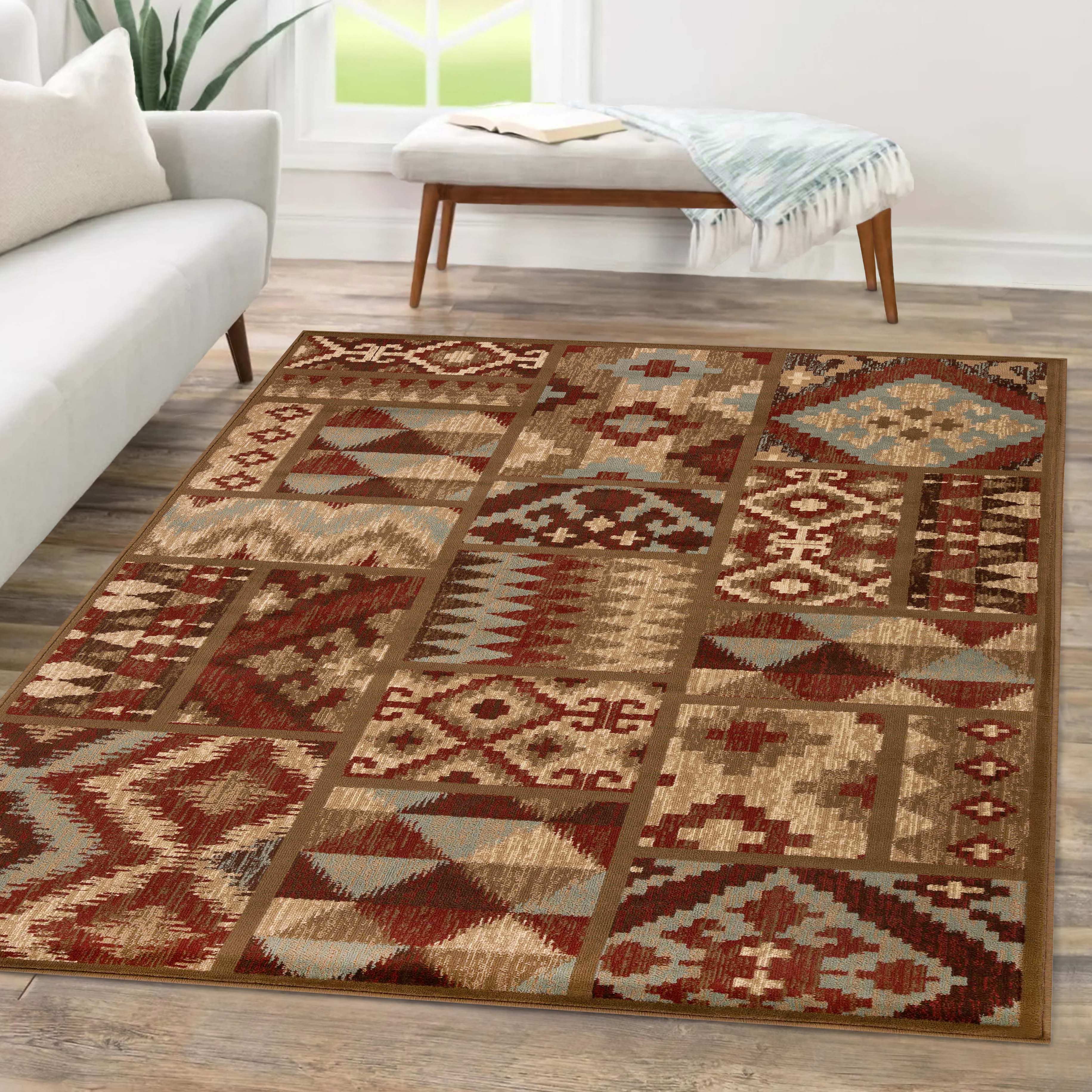 Lr Home Matrix Aztec Stone, Magnet Indoor Area Rug (5.2' x 7.2 ...