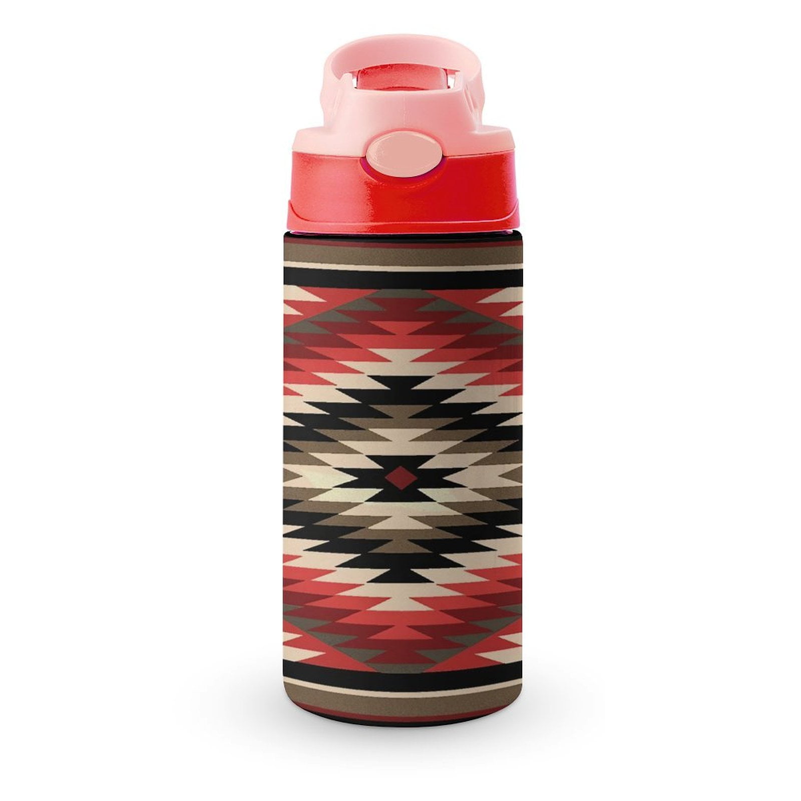 Aztec Geometry Pattern Water Bottle with Straw And Lid Stainless Steel ...