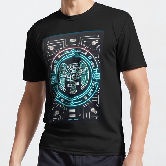 Aztec Glow Active Tribal Pattern Bold Cultural Style Bird Art Unisex T ...