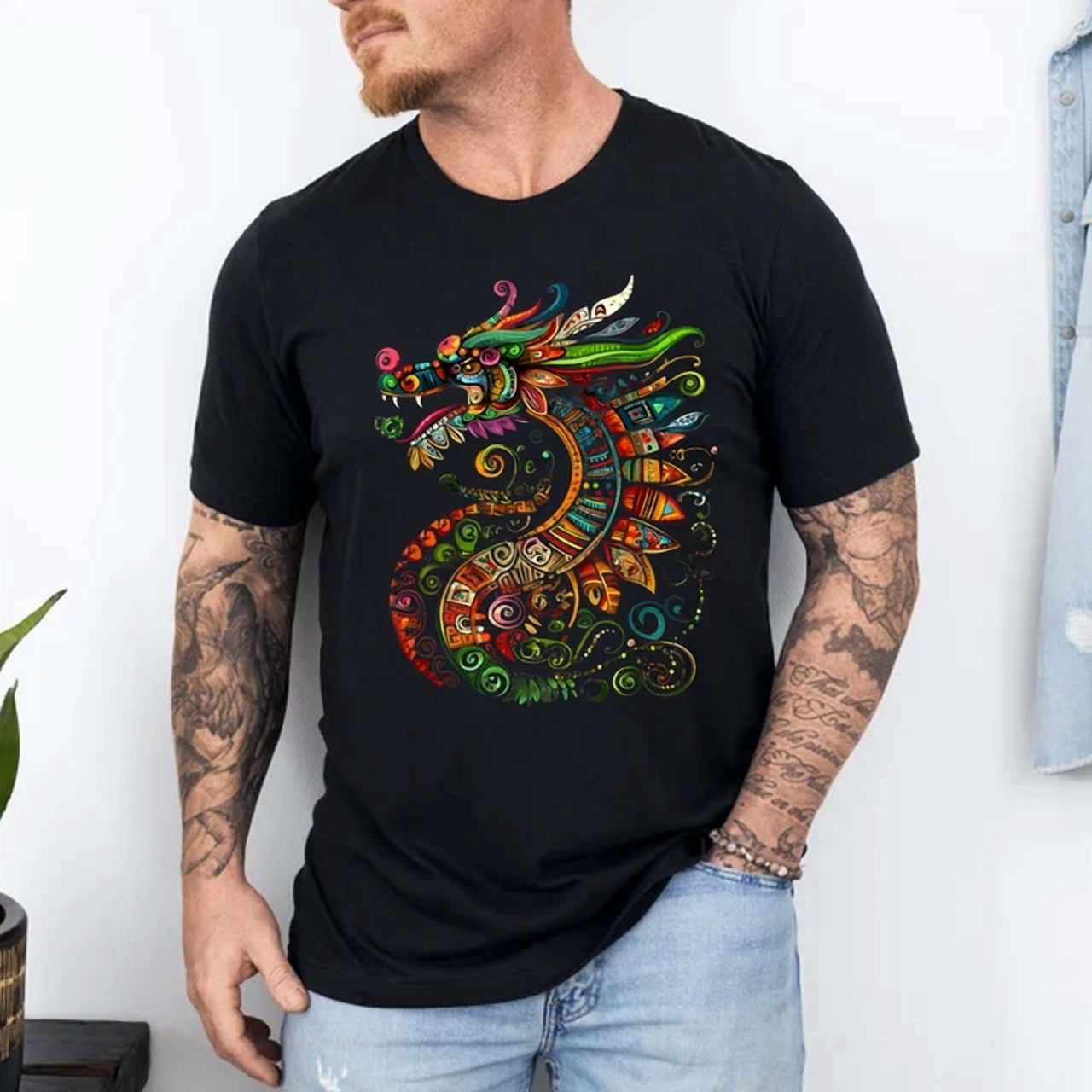 Aztec God Feathered Serpent Quetzalcoatl Mexican Mythology T-Shirt ...