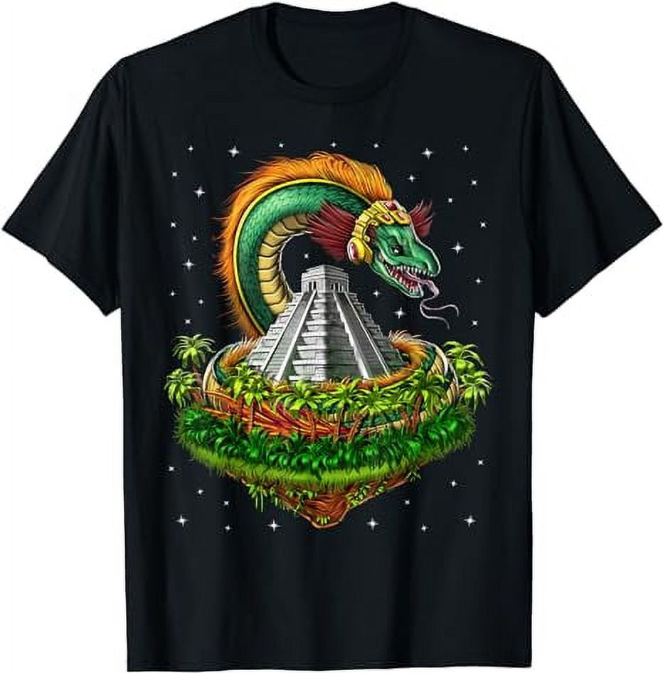 Aztec God Quetzalcoatl Aztec Pyramid Ancient Mayan Mythology T-Shirt ...