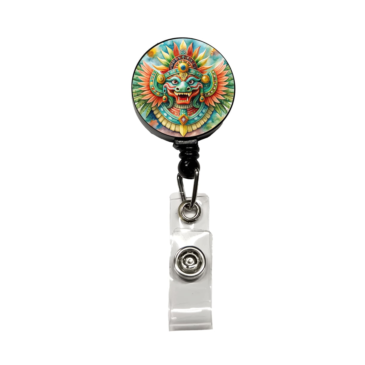 Aztec God Quetzalcoatl Watercolor Retractable Reel ID Badge Key Card ...
