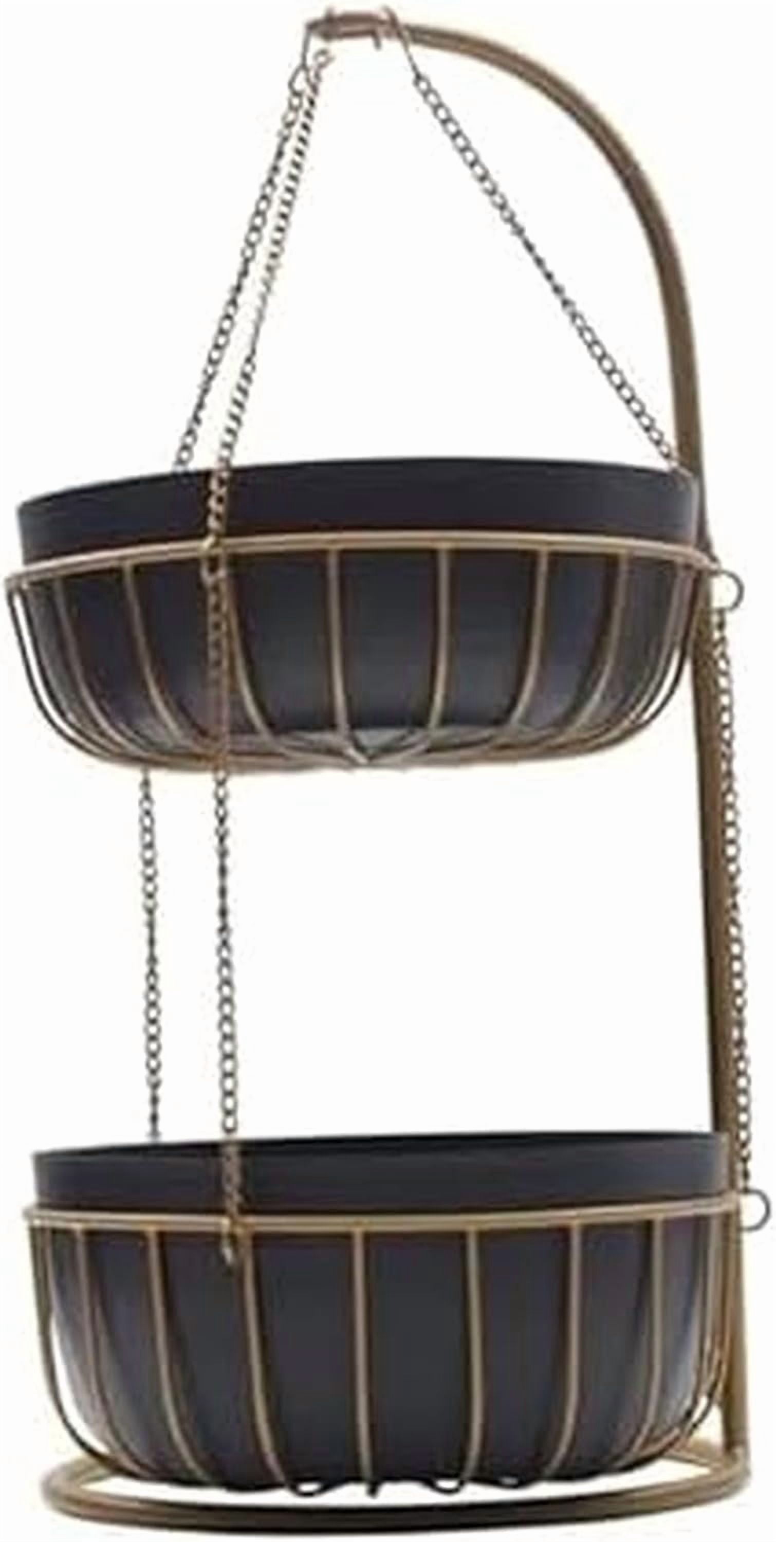 Aztec Gold Finish 2-Tier Metal Fruit and Vegetable Storage Basket ...