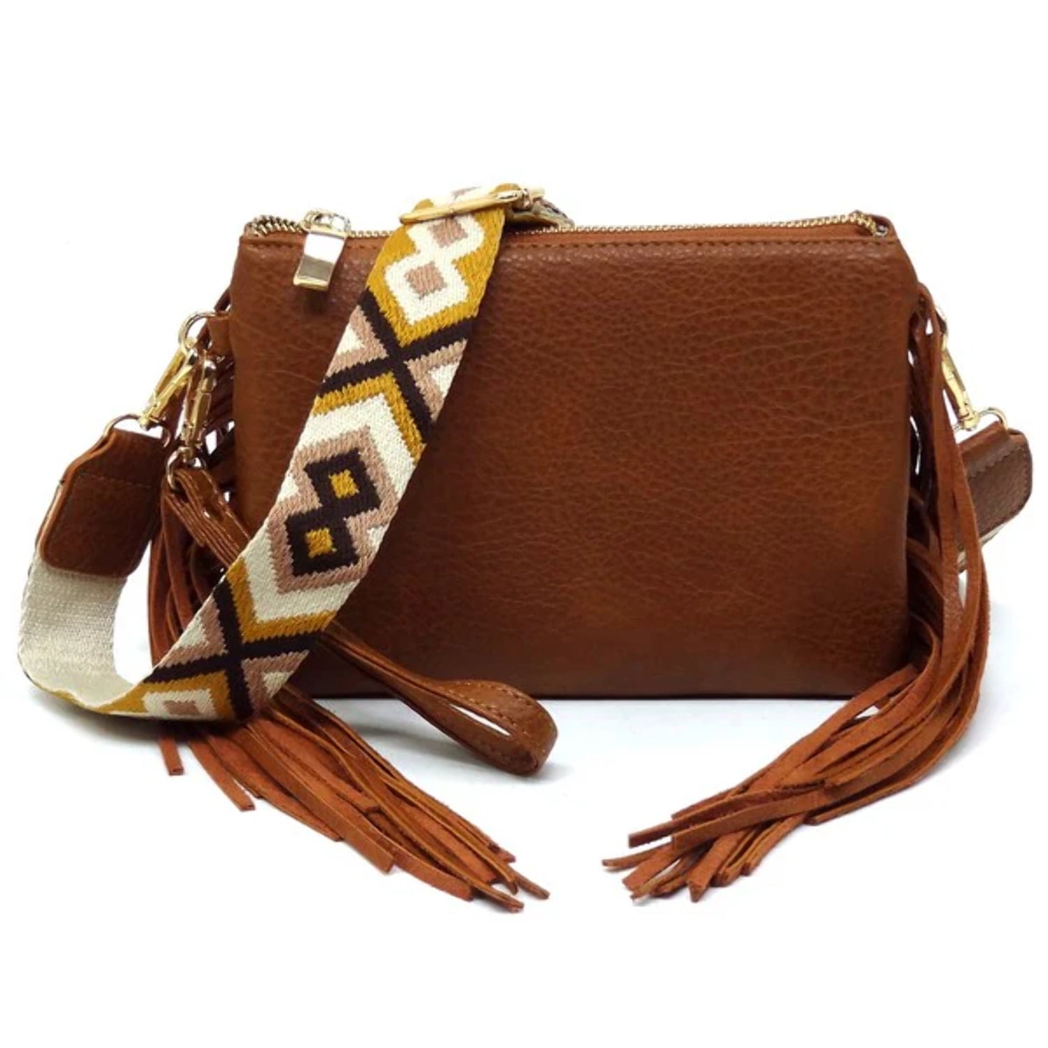Aztec Guitar Strap Fringe Clutch Crossbody Bag - Walmart.com